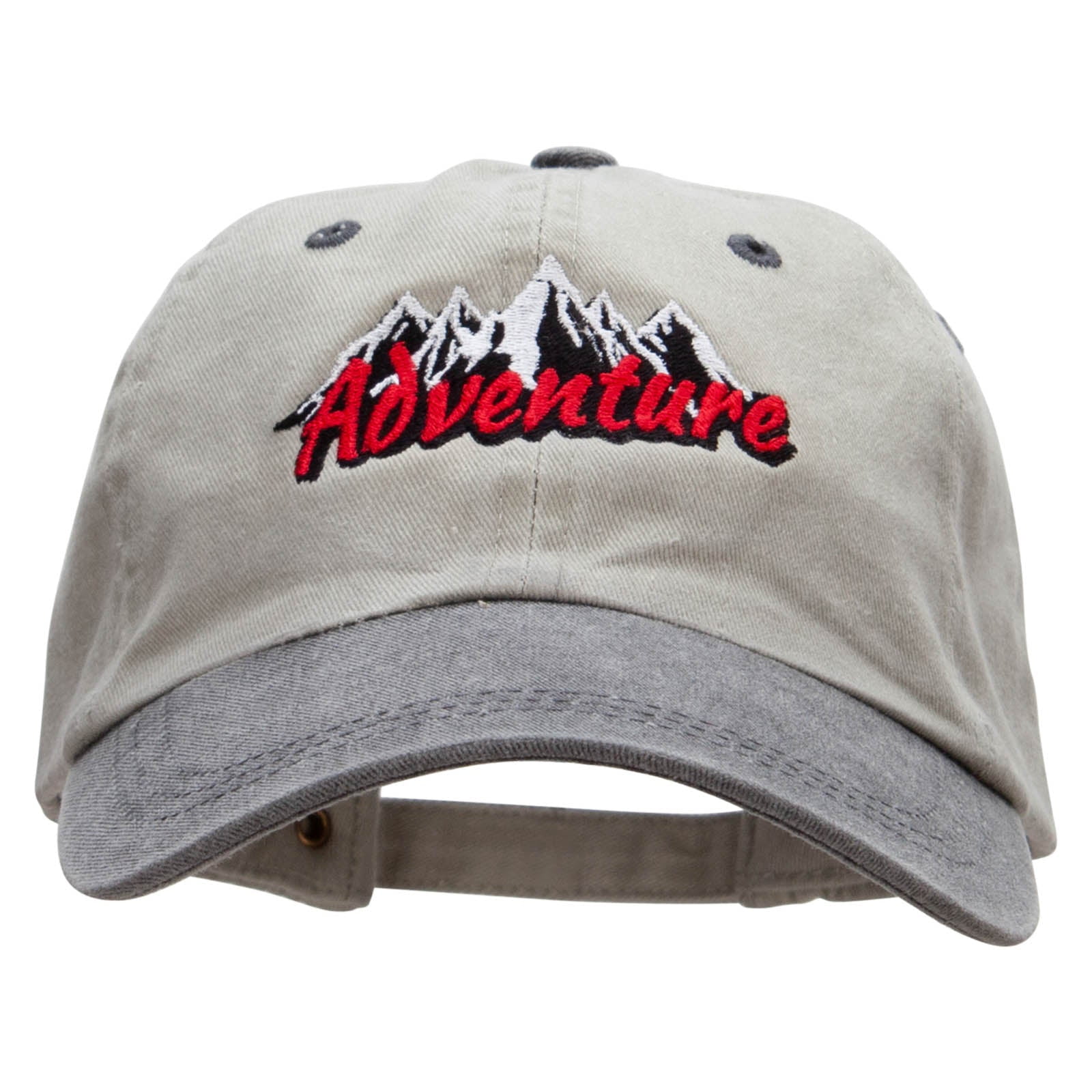 Adventure Mountains Embroidered Pigment Dyed Wash Caps - Beige Black ...