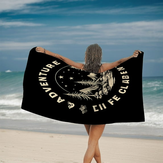 Adventure Nighttime Forest Scene Towel - Trees Winding River & Stars ...