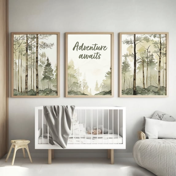 Adventure Nursery Mountain Forest Wall Art Set 3 Unframed Paper Print ...