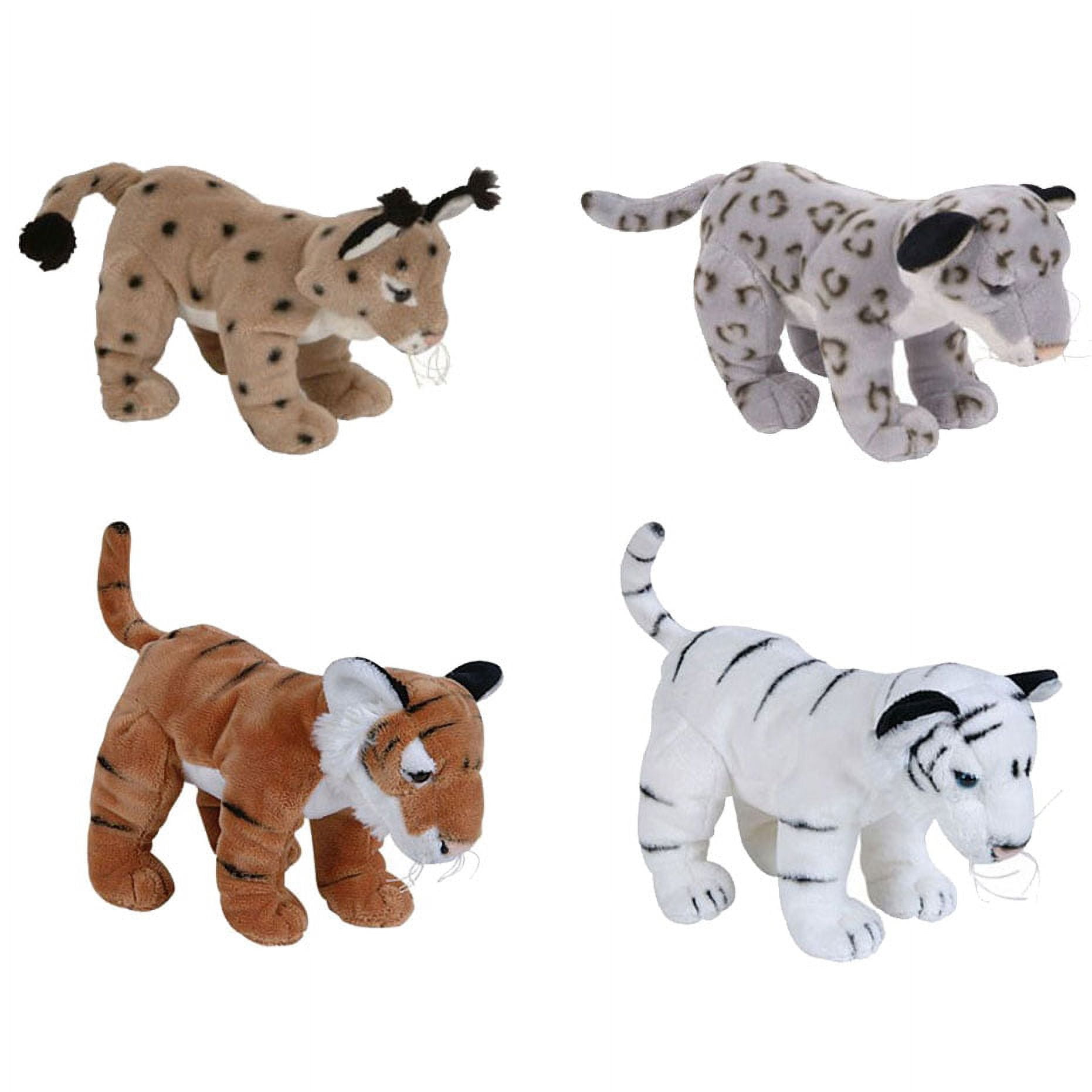 Adventure Planet Plush - SET OF 4 WILD CATS (Bobcat, Snow Leopard ...