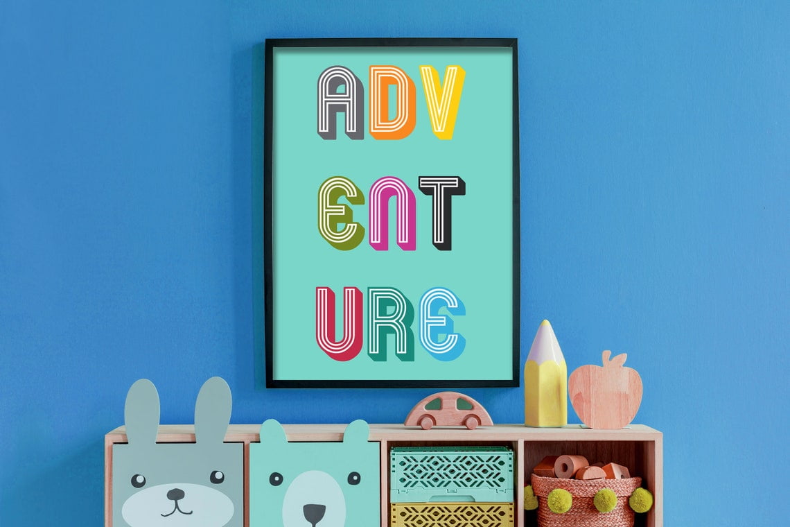 Adventure Playroom Print Brights Cool Colourful Nursery Poster Wall Art ...