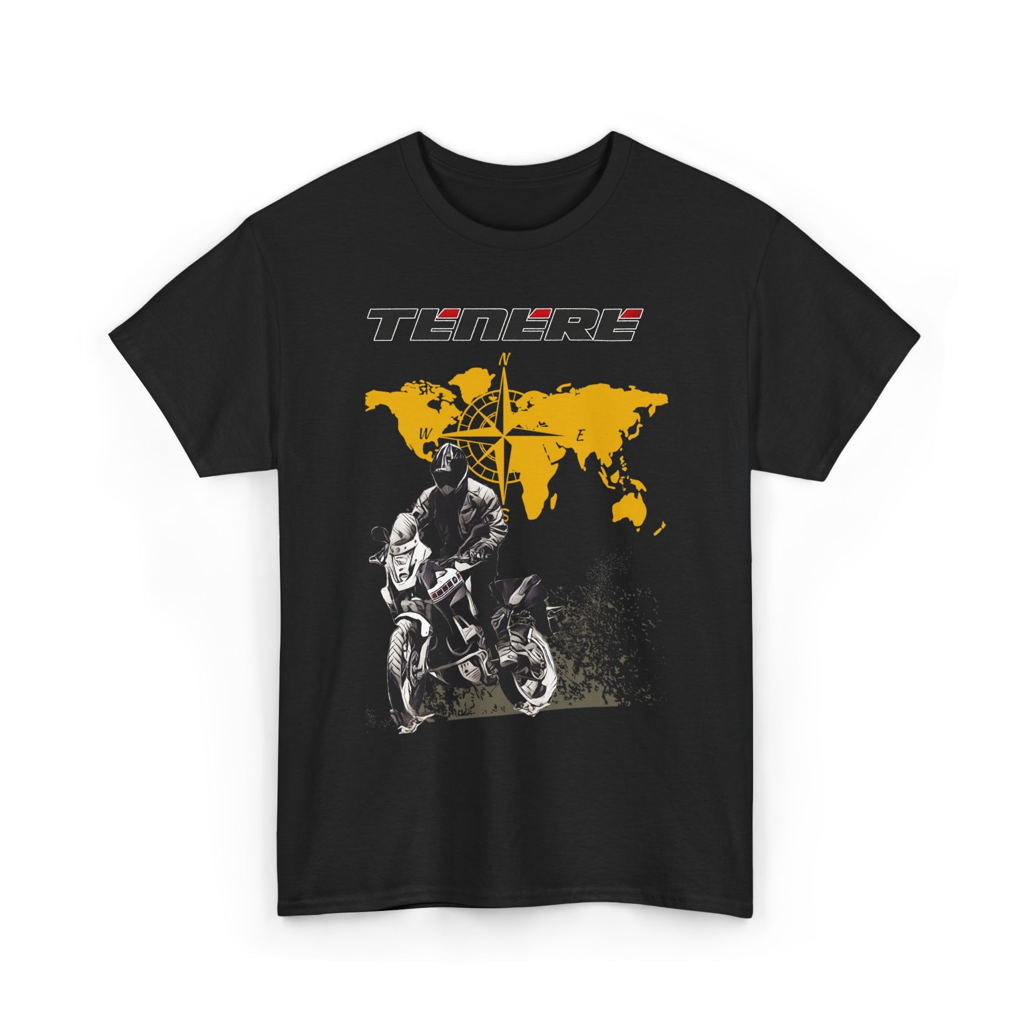 Adventure-Ready Motorcycle Rider T-Shirt with World Map Design for ...