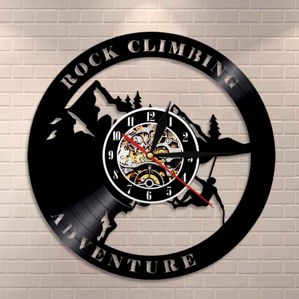 Adventure Rock Climbing Wall Clock Climbing Sign Wall Art Vinyl Record ...
