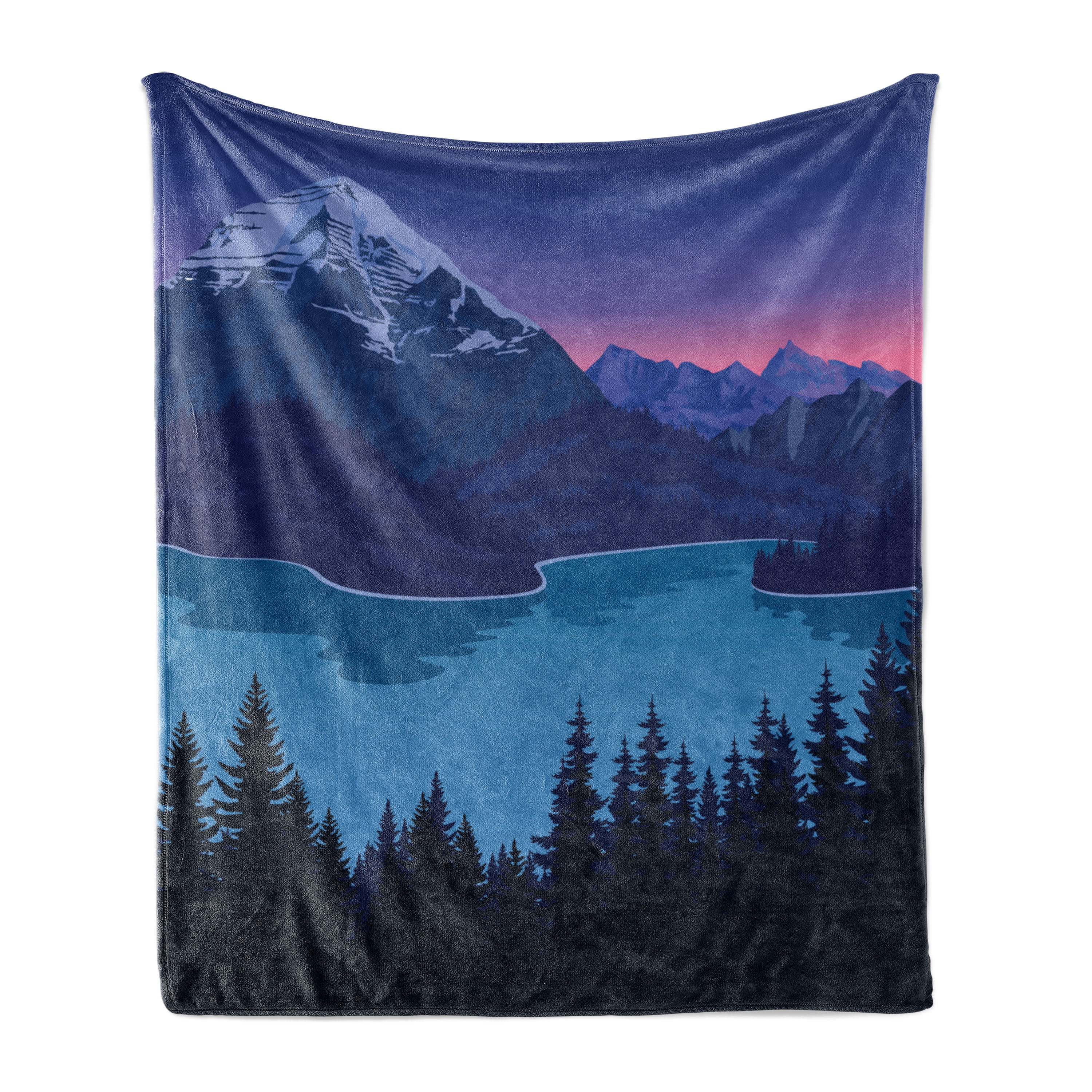 Adventure Soft Flannel Fleece Blanket, Illustration of a Mountainous ...
