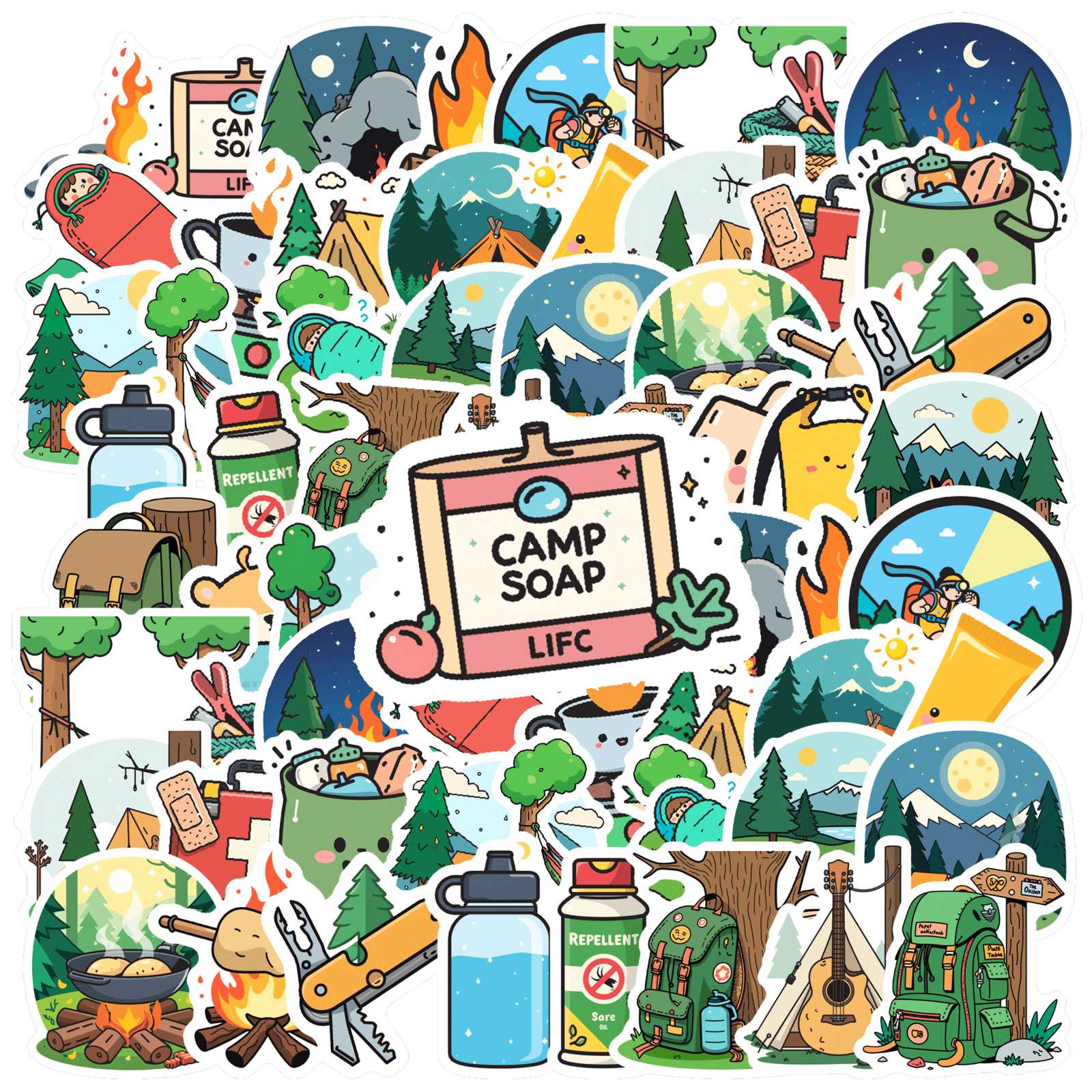 Adventure Stickers Camping Stationery Stickers Hiking Waterproof ...