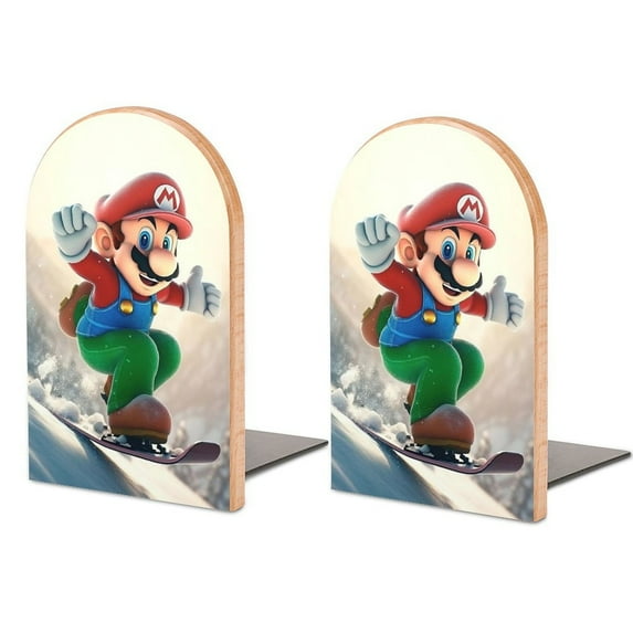 Adventure Super Mario Bookends Wood Book Divider Decorative Shelves Non ...