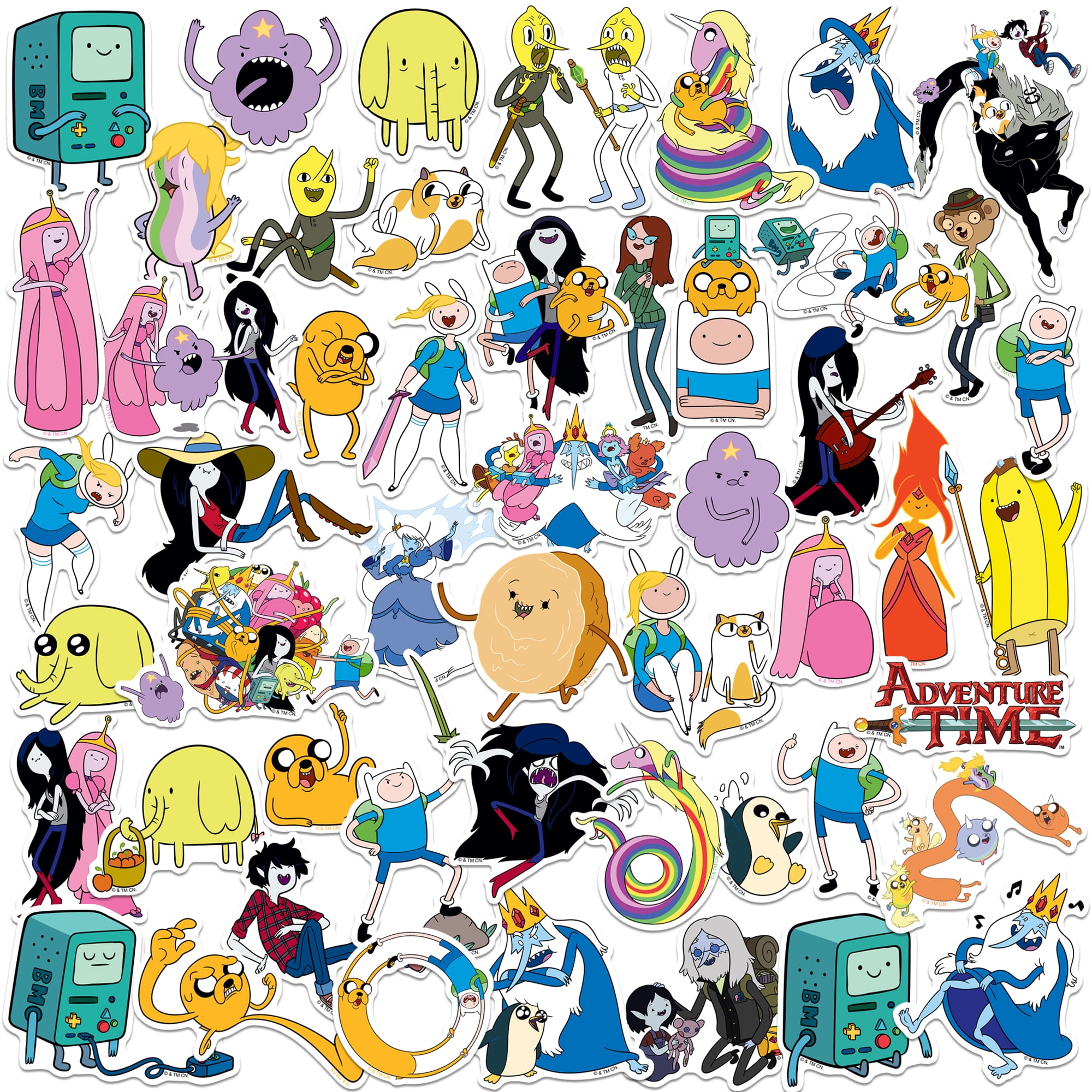 Adventure TIME Characters 50ct Vinyl Large Deluxe Stickers Variety Pack ...