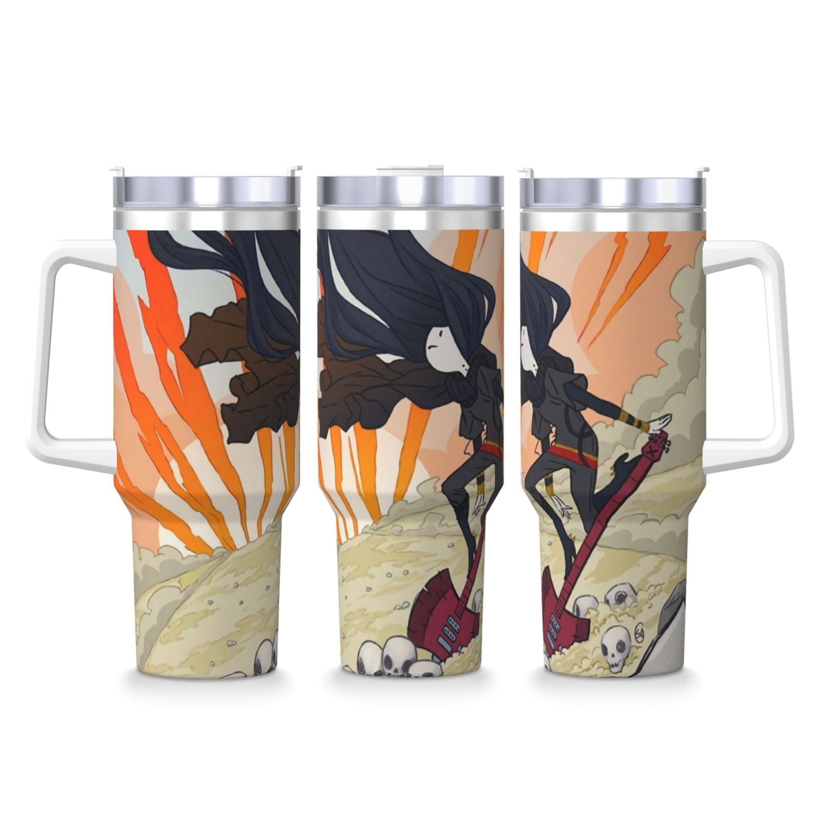 Adventure Time 40 OZ Ice Bully Cup with Handle Straw Lid, Double Wall ...