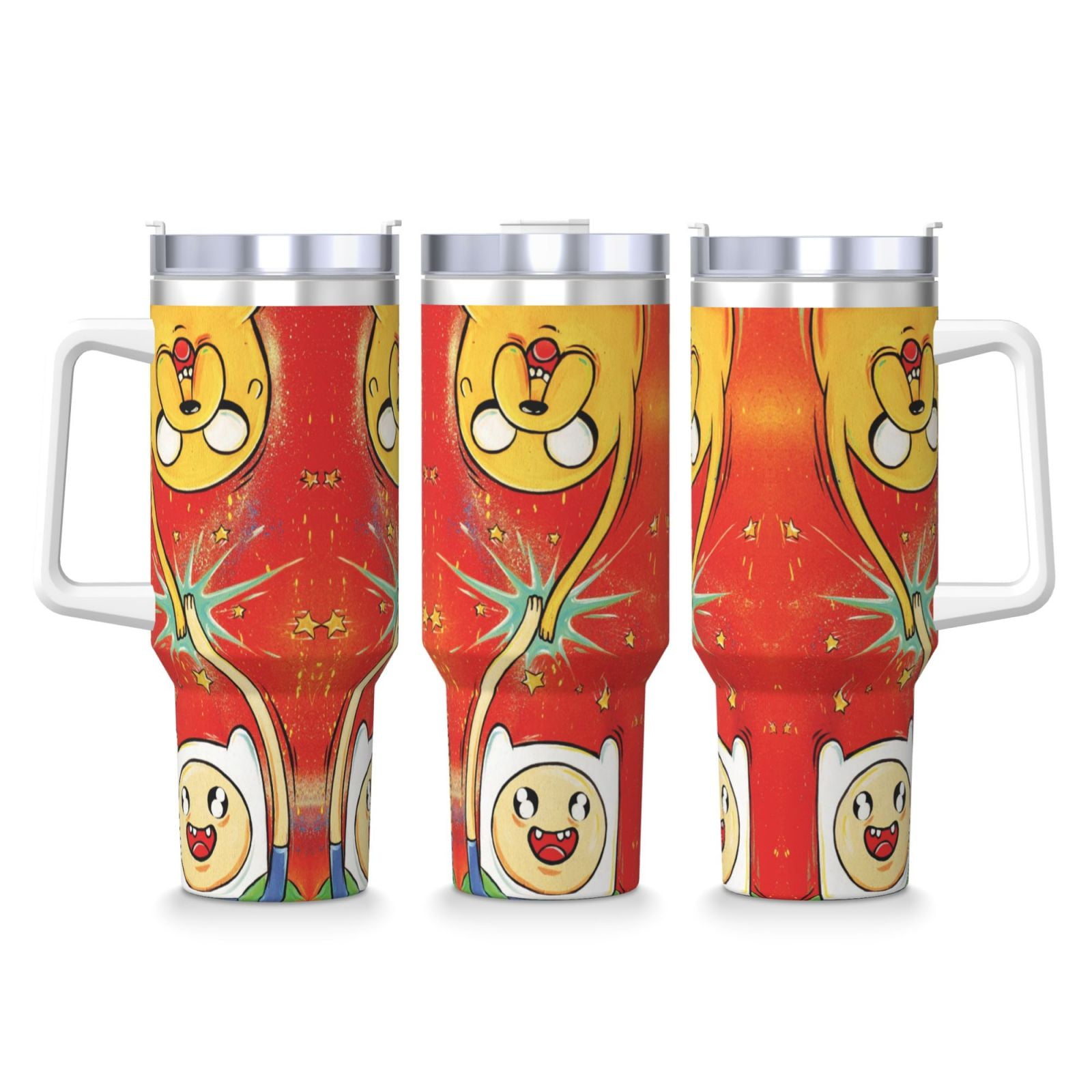 Adventure Time 40 OZ Ice Bully Cup with Handle Straw Lid, Double Wall ...