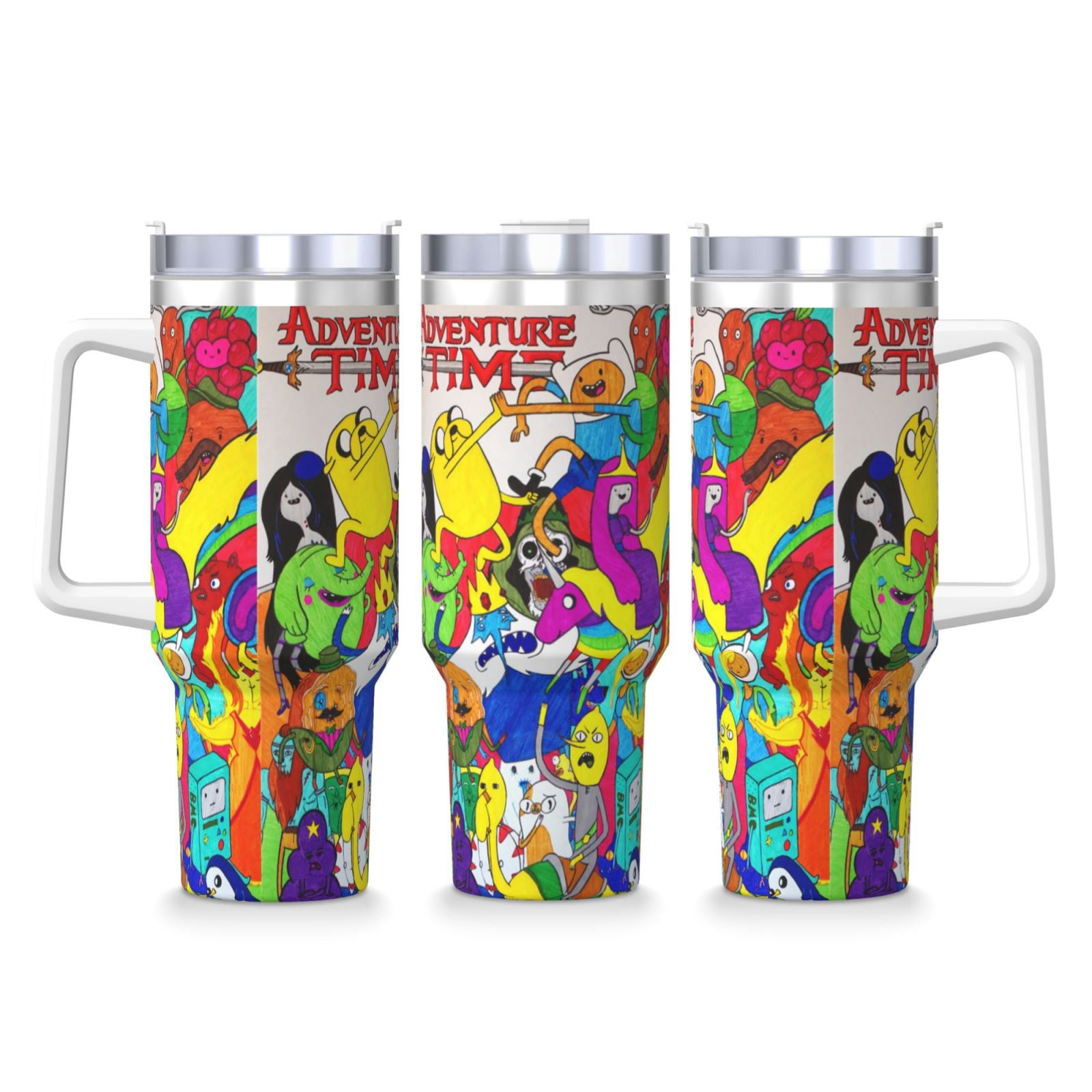 Adventure Time 40 OZ Ice Bully Cup with Handle Straw Lid, Double Wall ...