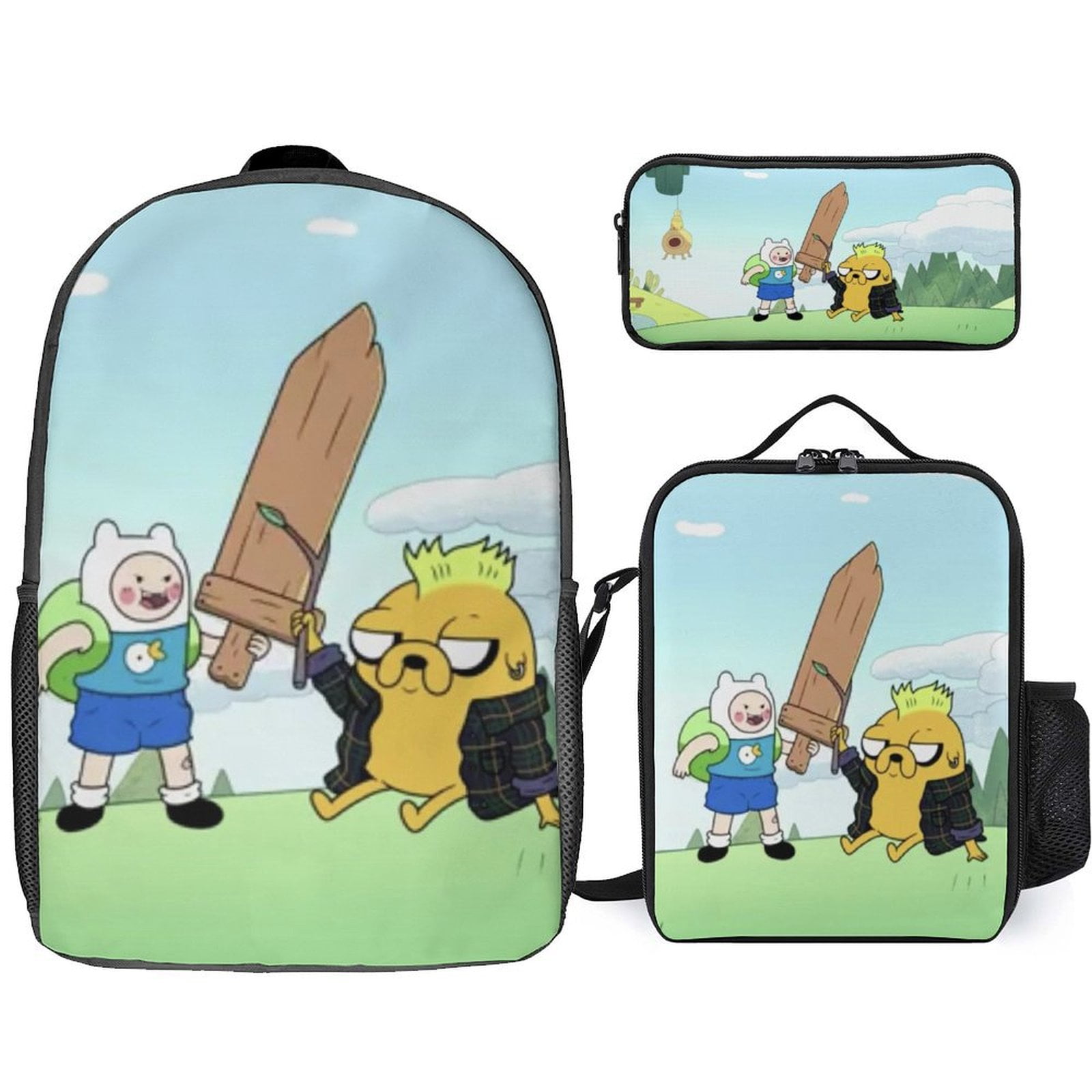 Adventure Time Animated Backpack With Lunch Bag Pencil Case Set ...