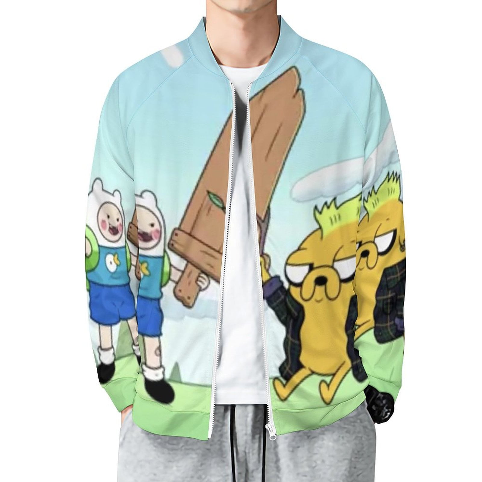 Adventure Time Animated Fashion Jacket Mens Windbreaker Coat ...