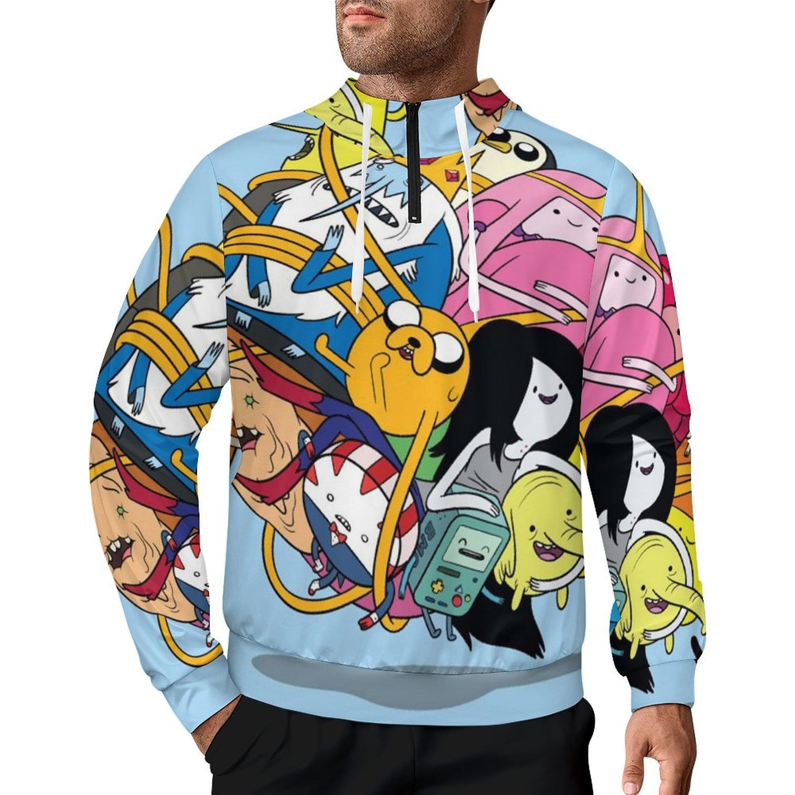 Adventure Time Animated Zipper Pullover Sweatshirt Hoodies High Neck ...