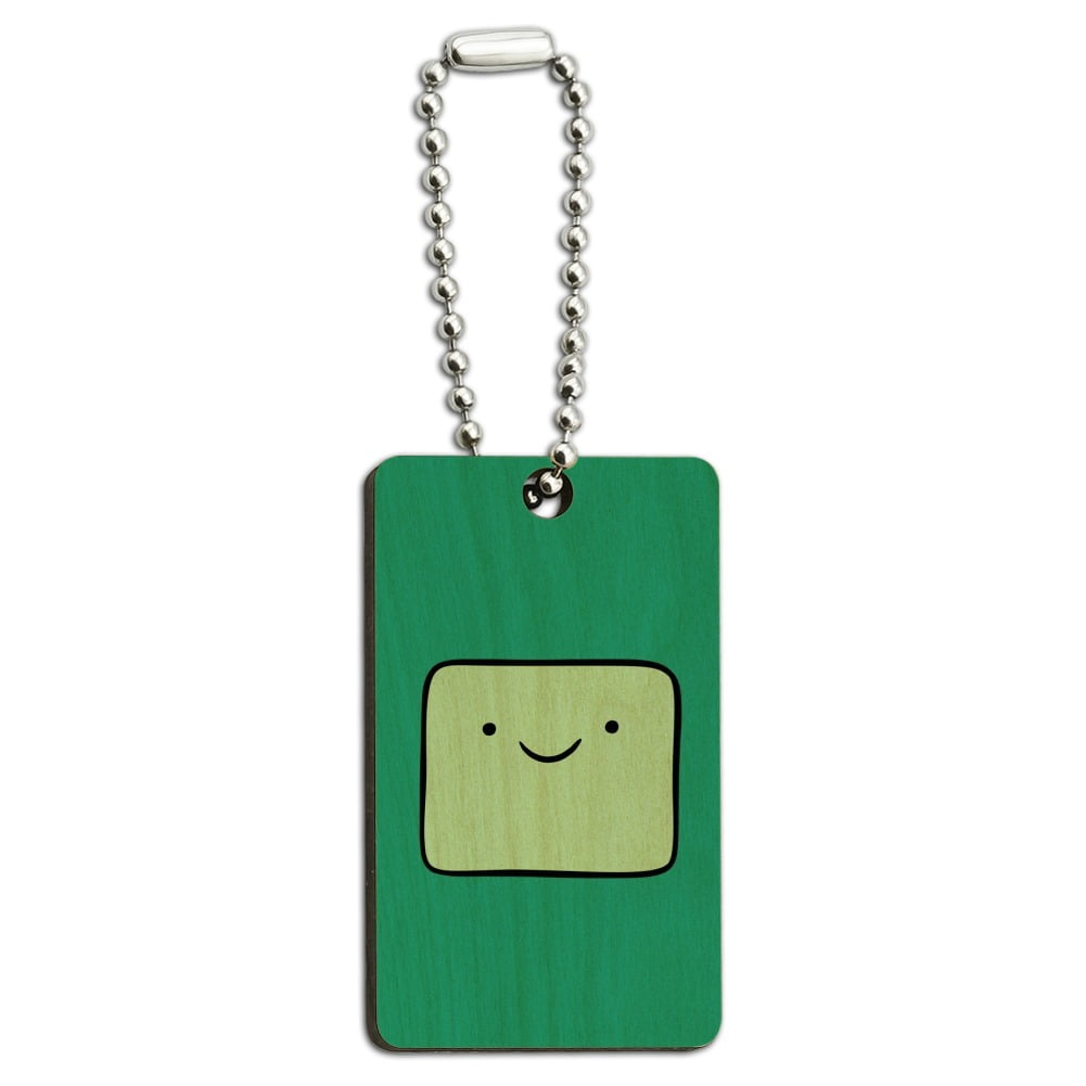 Adventure Time BMO Head Wood Wooden Rectangle Keychain Key Ring ...