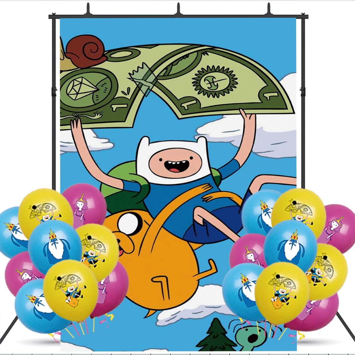 Adventure Time Backdrop Balloons Banner Party Decorations Taspestry ...
