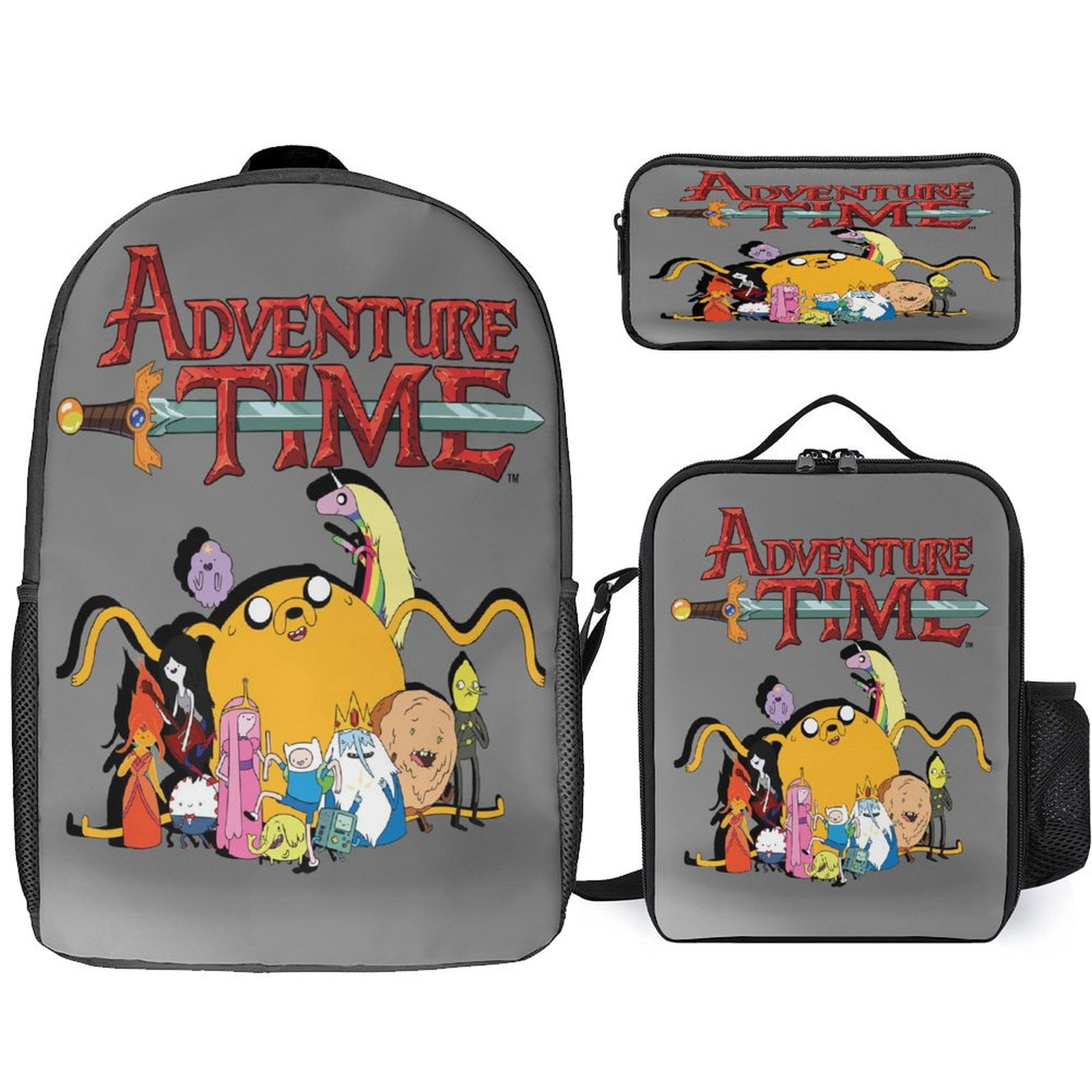 Adventure Time Backpack 3 Piece Set with Lunch Box and Pencil Case 3D ...