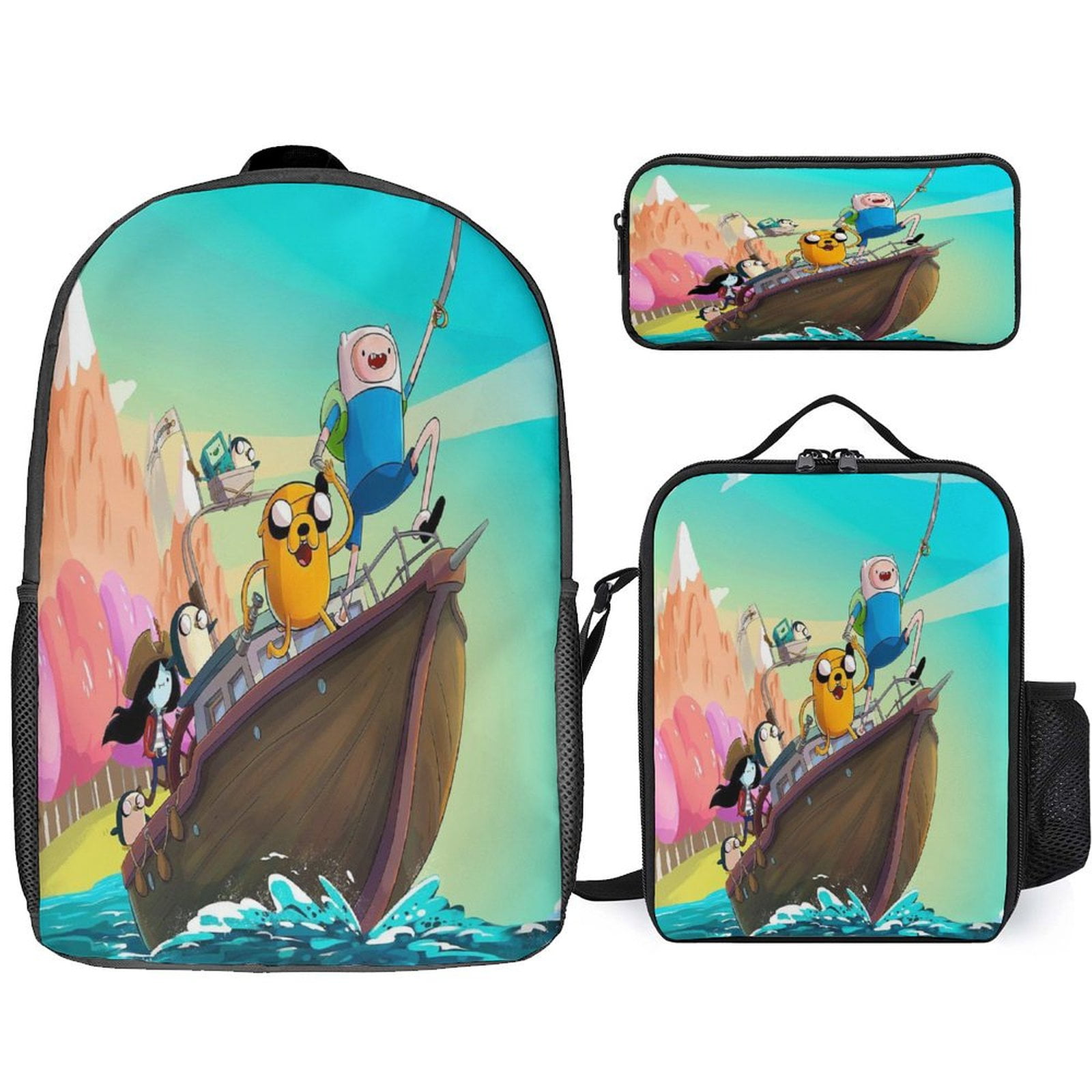 Adventure Time Backpack 3 Piece Set with Lunch Box and Pencil Case 3D ...