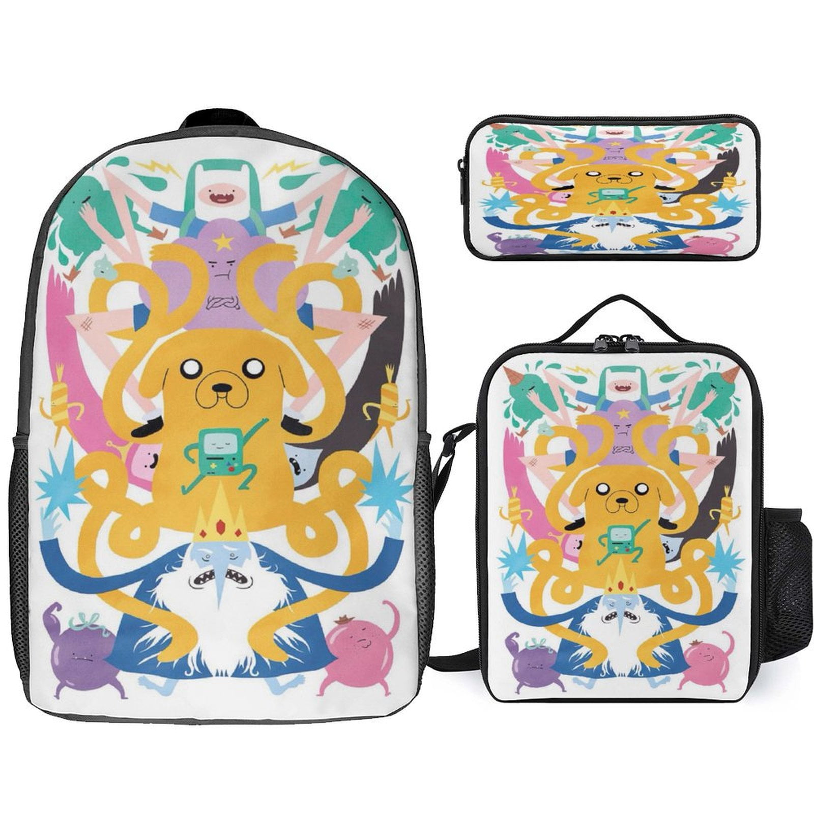 Adventure Time Backpack 3 Piece Set with Lunch Box and Pencil Case 3D ...