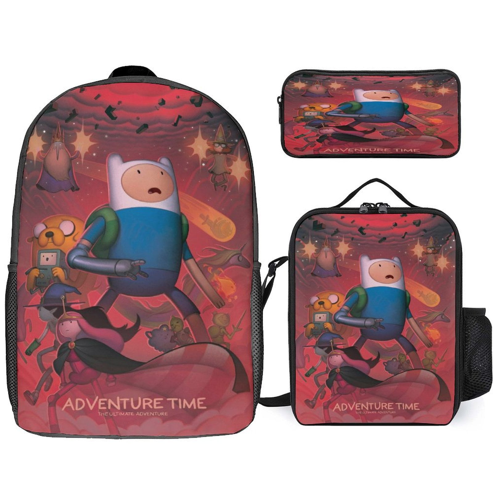 Adventure Time Backpack 3 Piece Set with Lunch Box and Pencil Case 3D ...