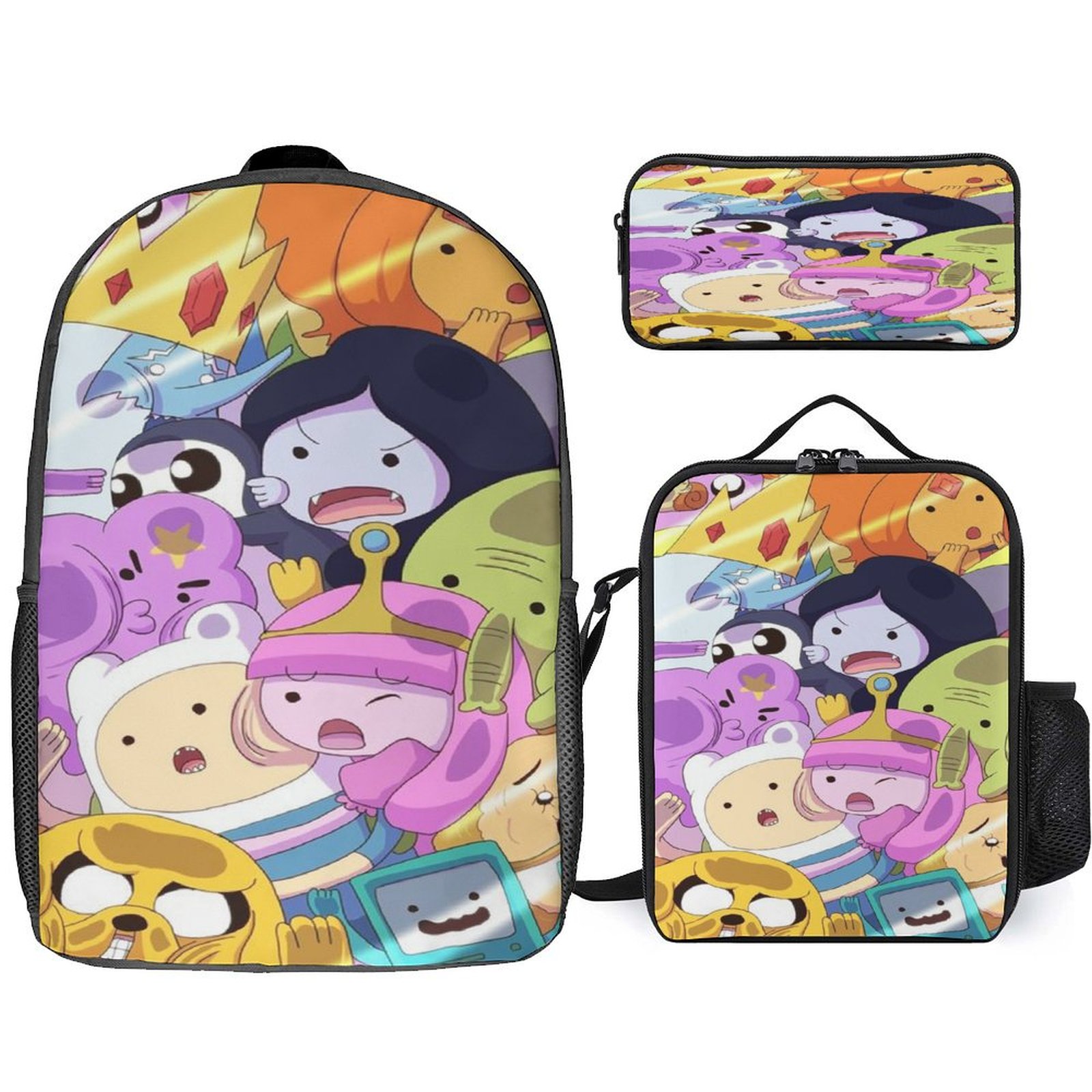 Adventure Time Backpack 3 Piece Set with Lunch Box and Pencil Case 3D ...