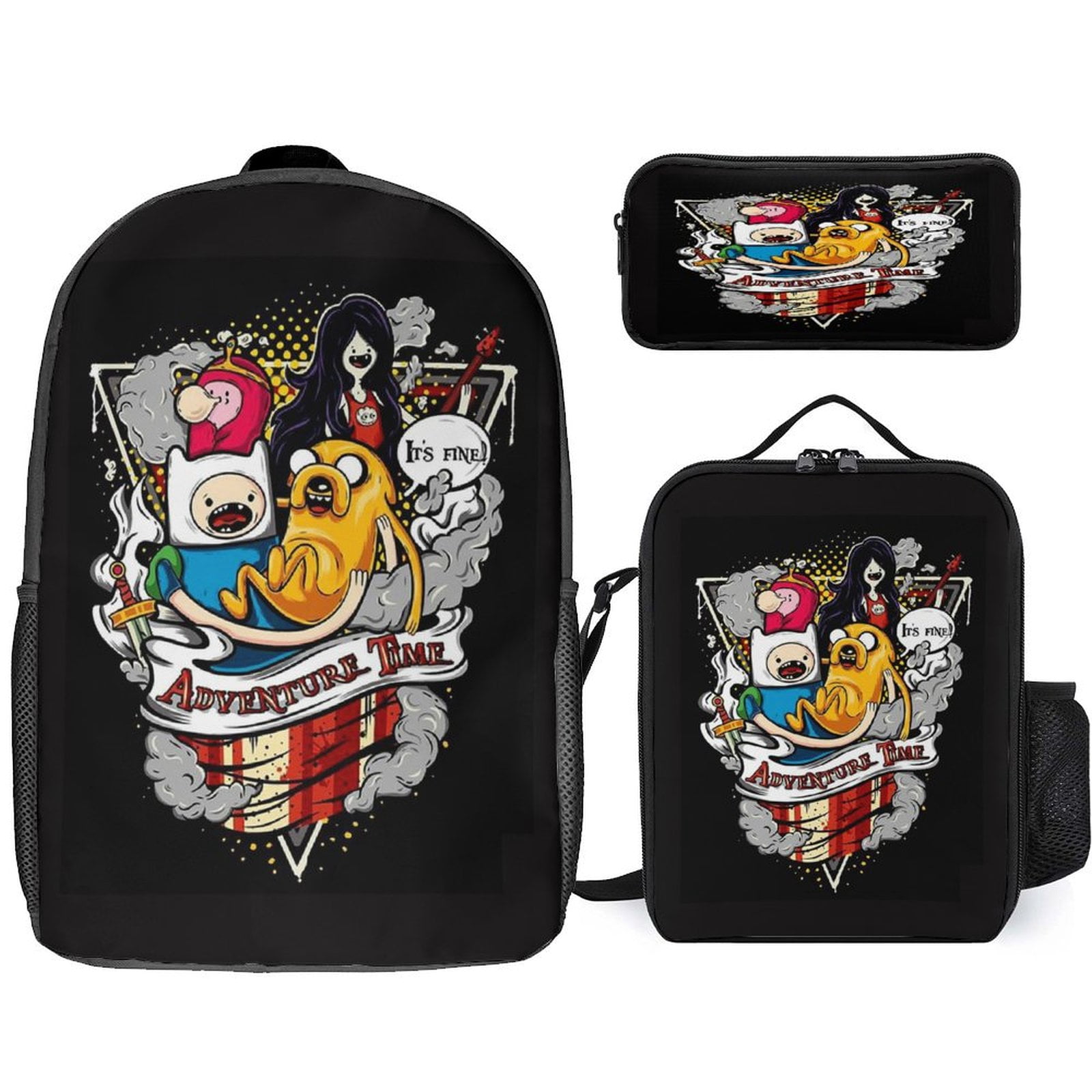Adventure Time Backpack 3 Piece Set with Lunch Box and Pencil Case 3D ...