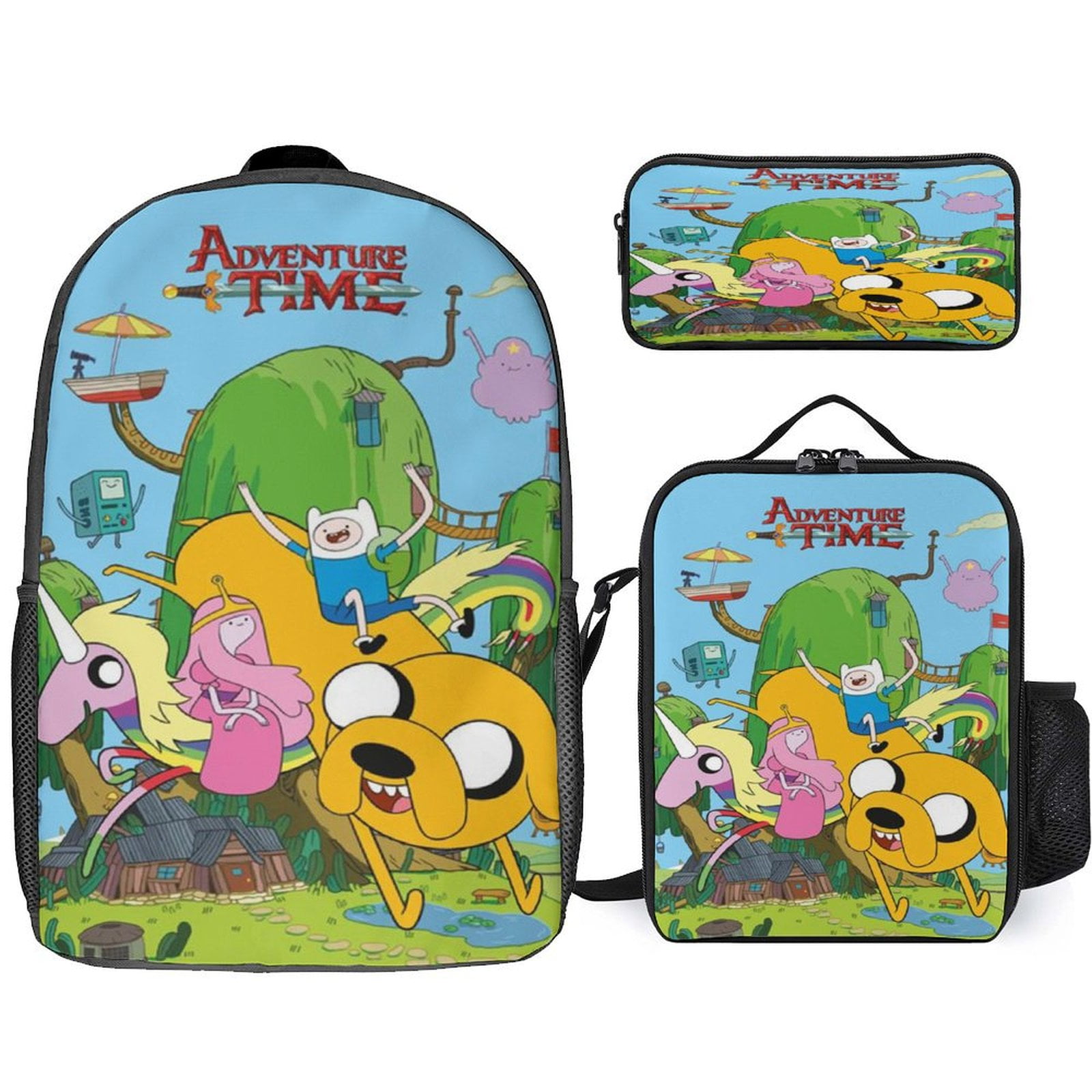 Adventure Time Backpack 3 Piece Set with Lunch Box and Pencil Case 3D ...