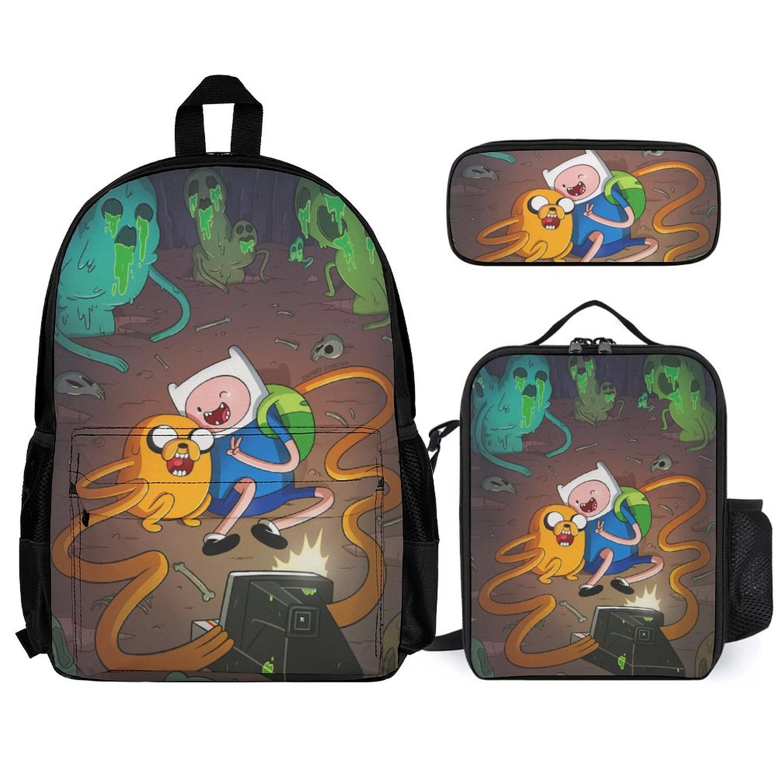 Adventure Time Backpack 3 Pieces Set With Lunch Bag And Pencil Case ...