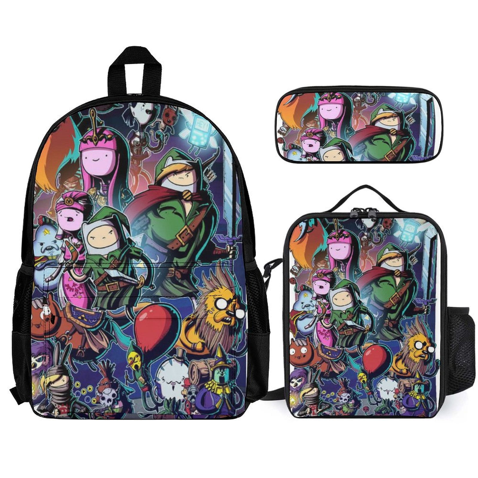 Adventure Time Backpack 3 Pieces Set With Lunch Bag And Pencil Case ...