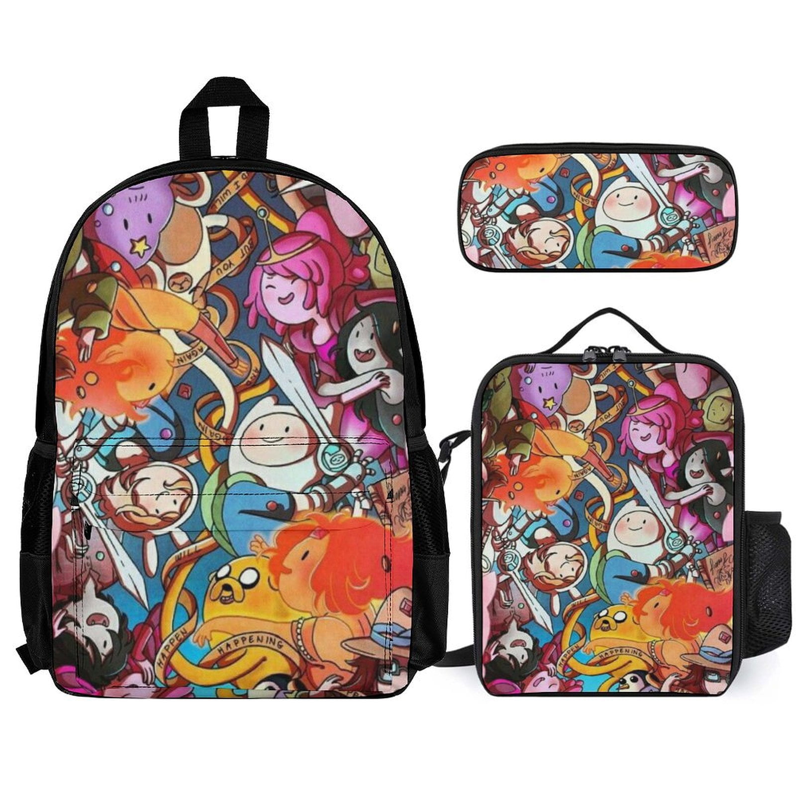 Adventure Time Backpack 3 Pieces Set With Lunch Bag And Pencil Case ...