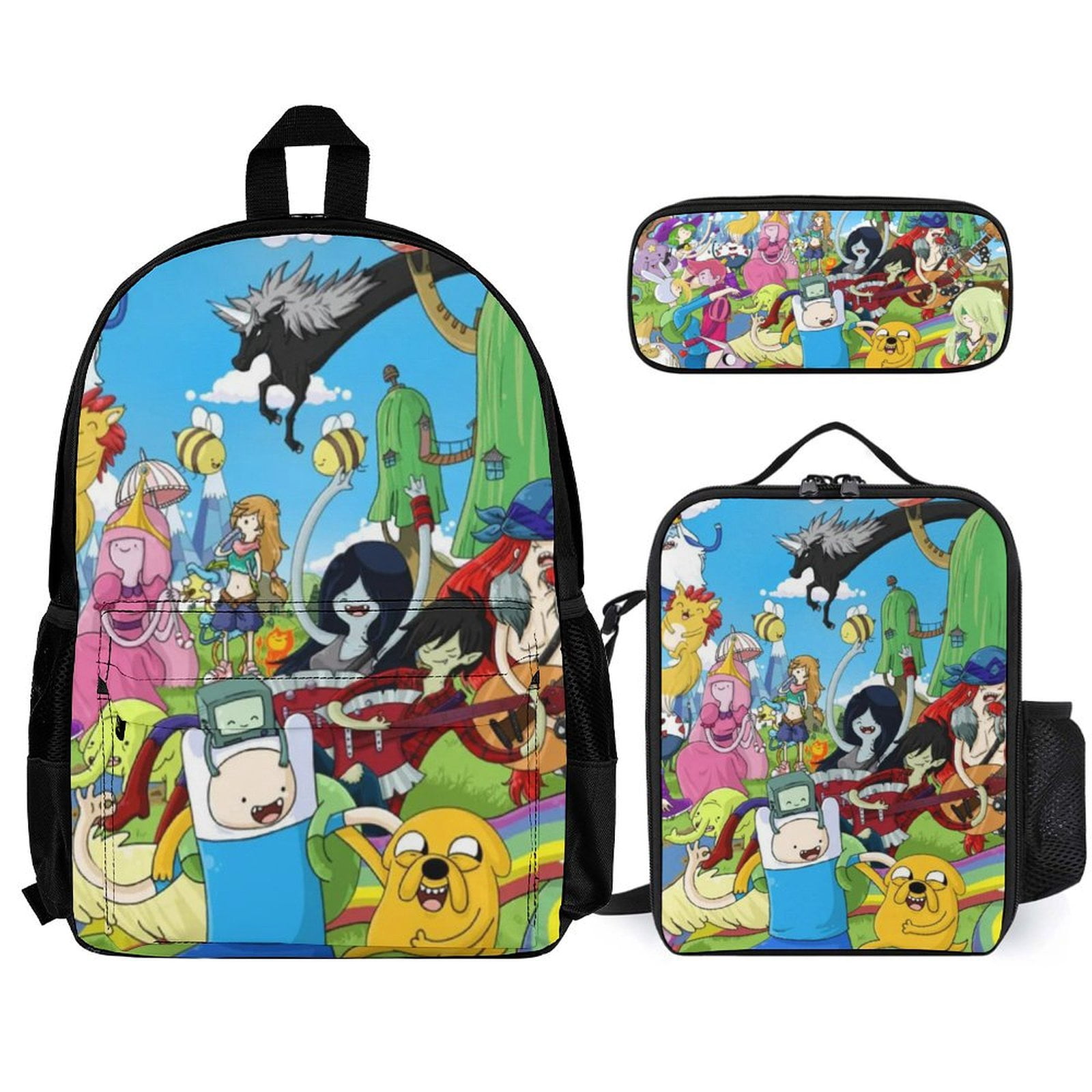 Adventure Time Backpack 3 Pieces Set With Lunch Bag And Pencil Case ...