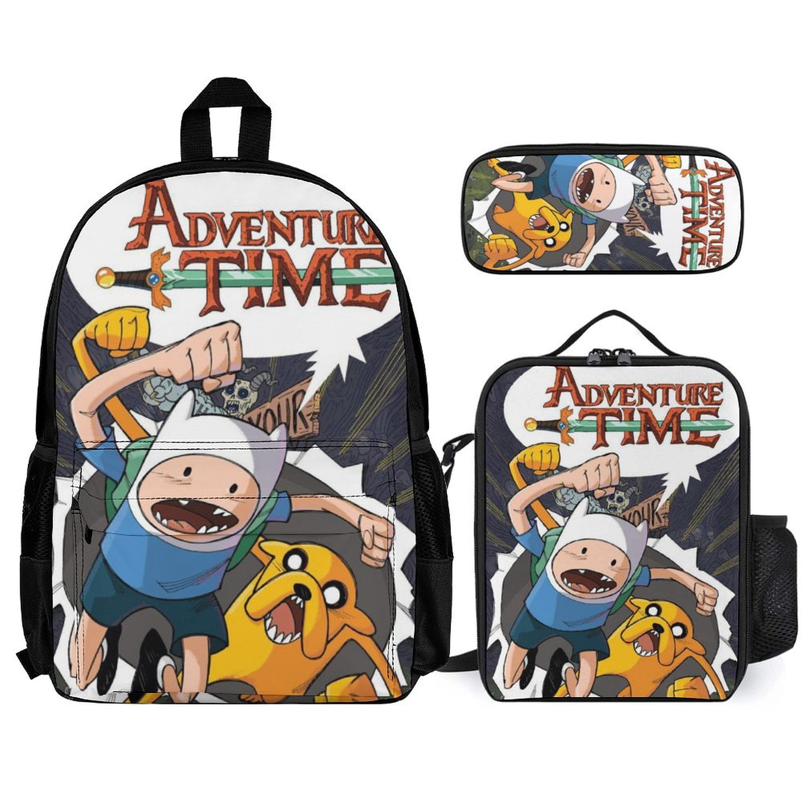 Adventure Time Backpack 3 Pieces Set With Lunch Bag And Pencil Case ...
