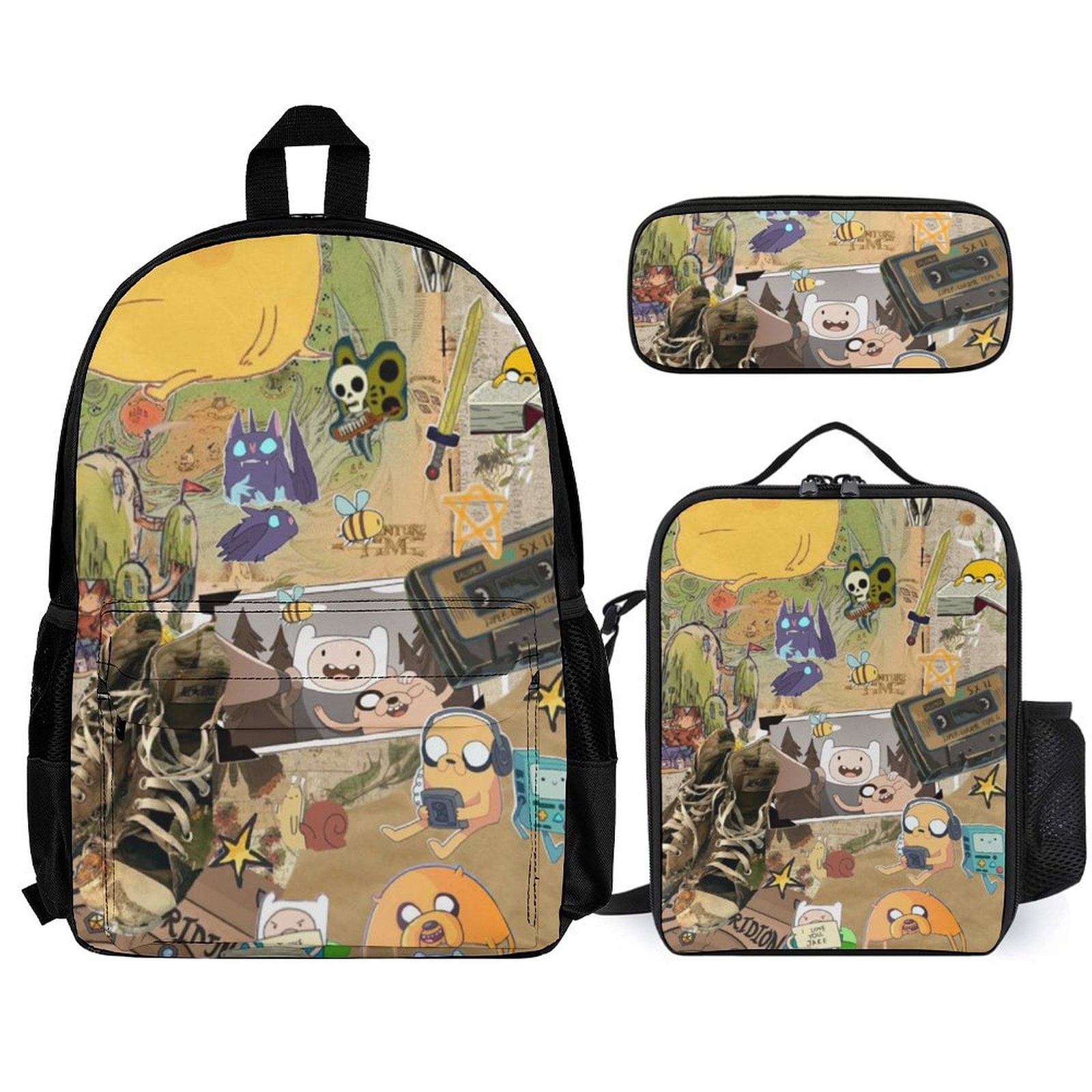 Adventure Time Backpack 3 Pieces Set With Lunch Bag And Pencil Case ...