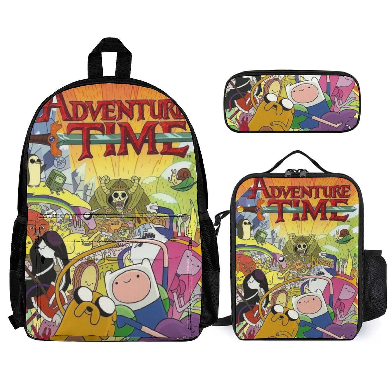 Adventure Time Backpack 3 Pieces Set With Lunch Bag And Pencil Case ...