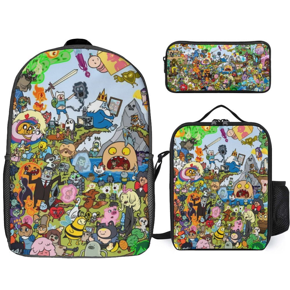Adventure Time Backpack Set 3-in-1, Backpack with Lunch Bag and Pencil ...