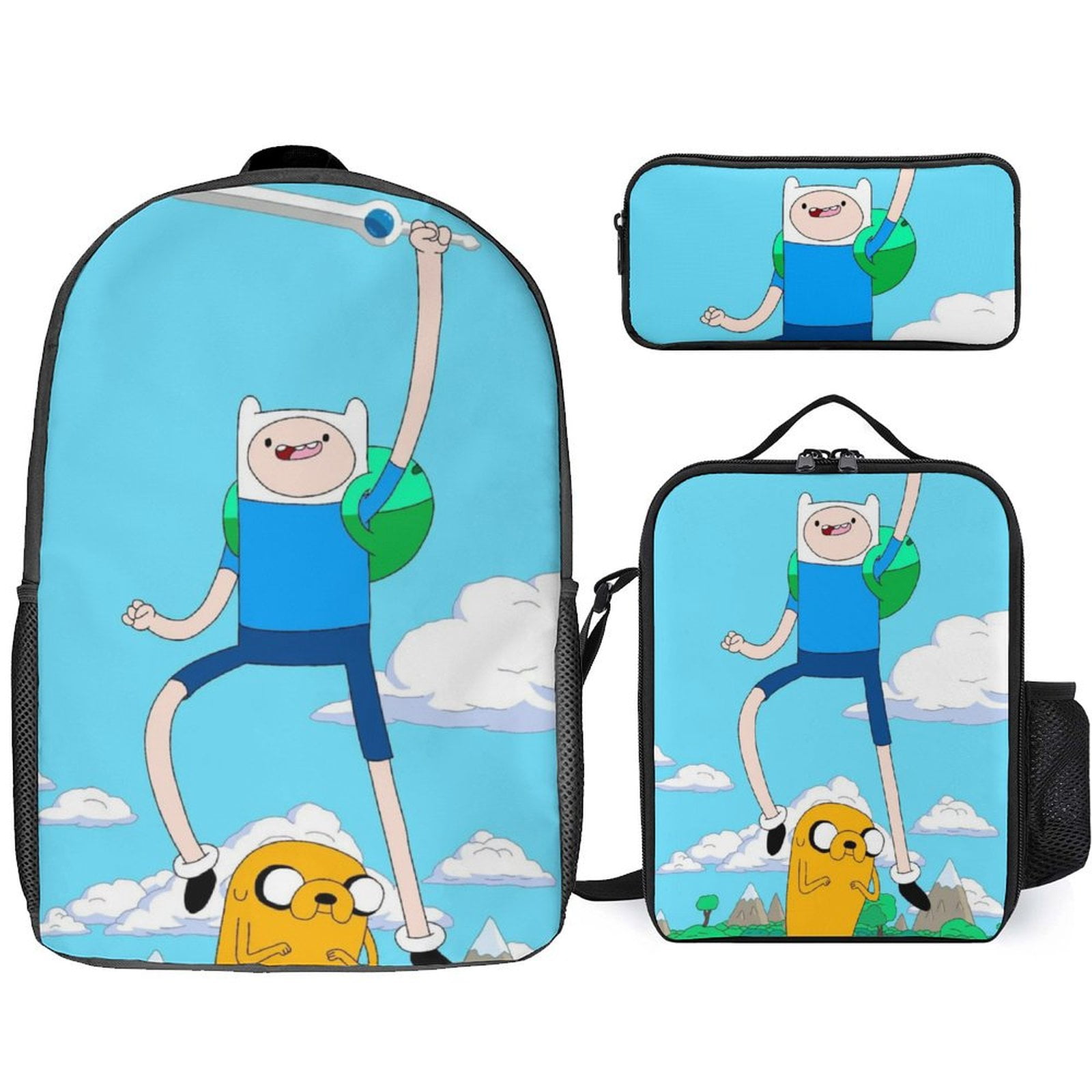Adventure Time Backpack With Lunch Bag Pencil Case Set Schoolbag Laptop ...