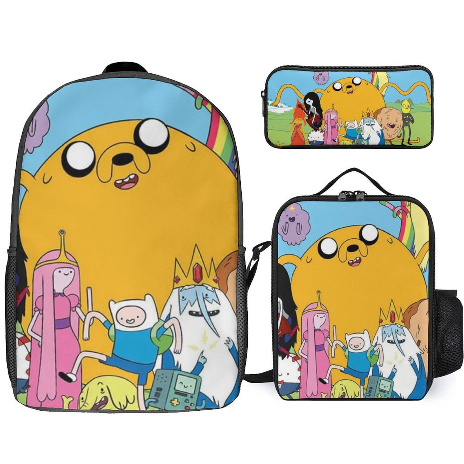 Adventure Time Backpack With Lunch Bag Pencil Case Set Schoolbag Laptop ...