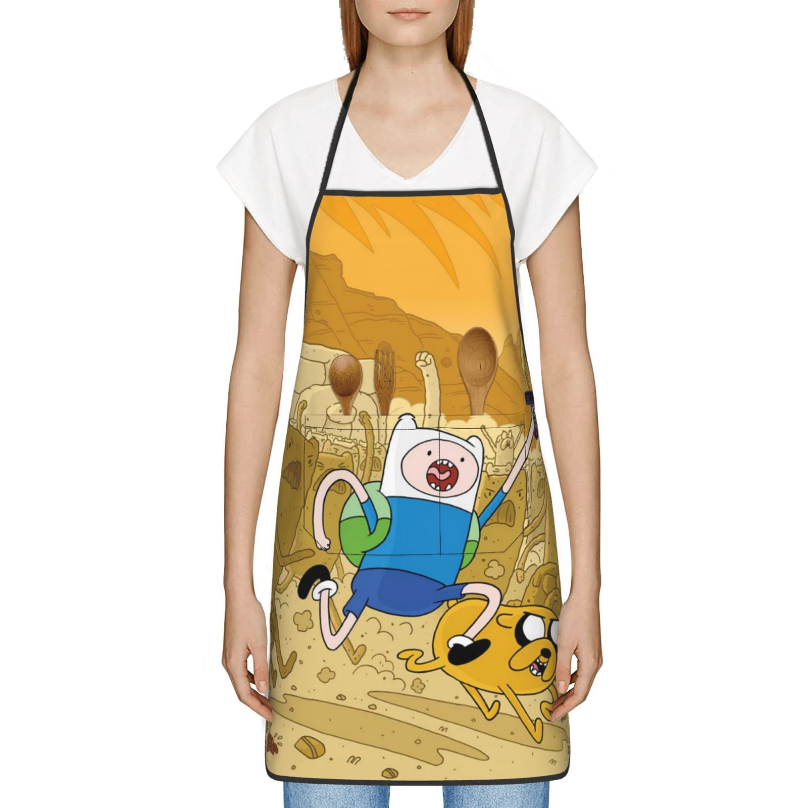 Adventure Time Bib Apron With Pockets, Cooking Kitchen Chef Apron For ...