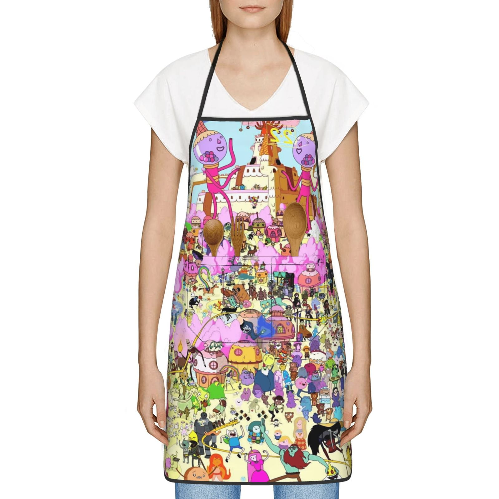 Adventure Time Bib Apron With Pockets, Cooking Kitchen Chef Apron For ...