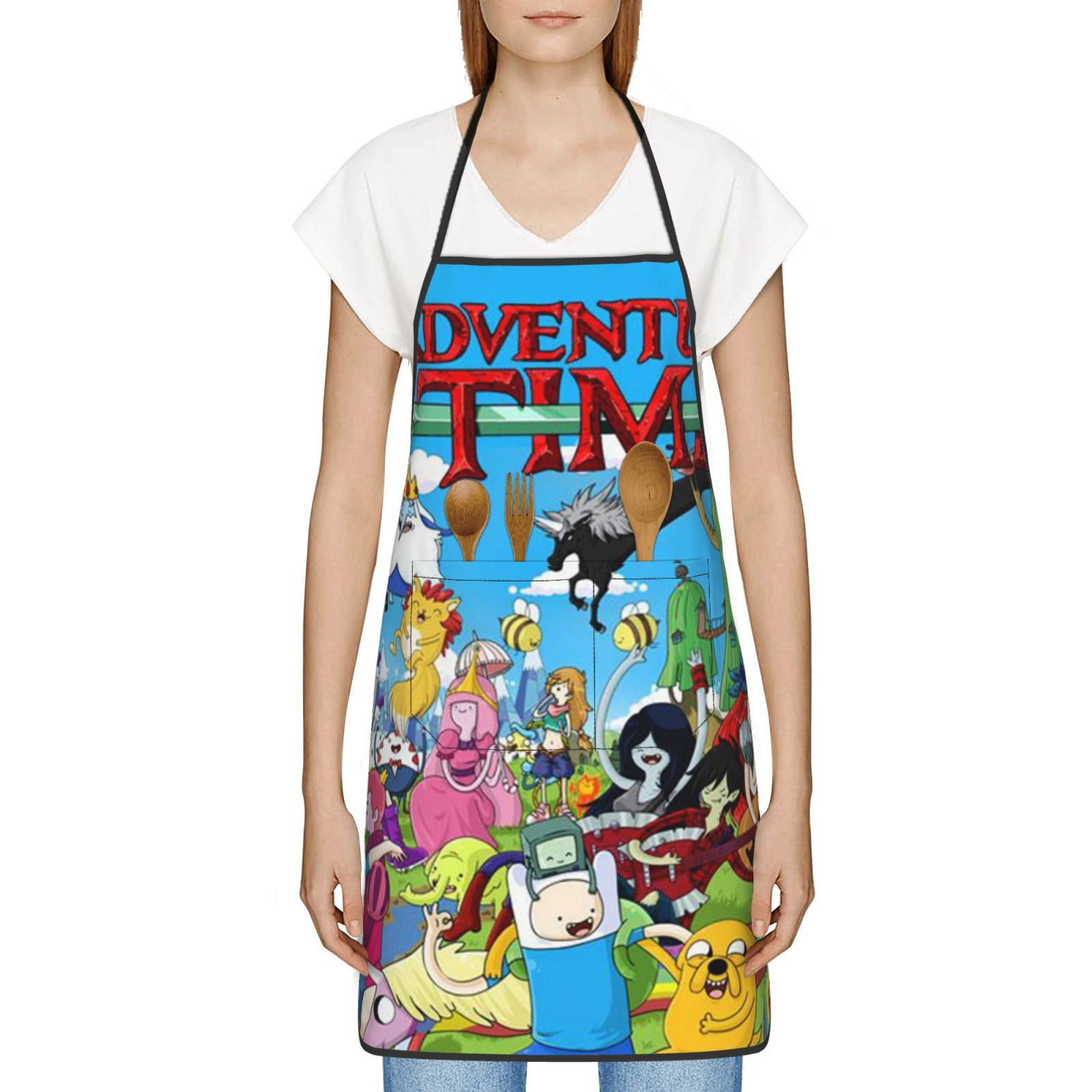 Adventure Time Bib Apron With Pockets, Cooking Kitchen Chef Apron For ...