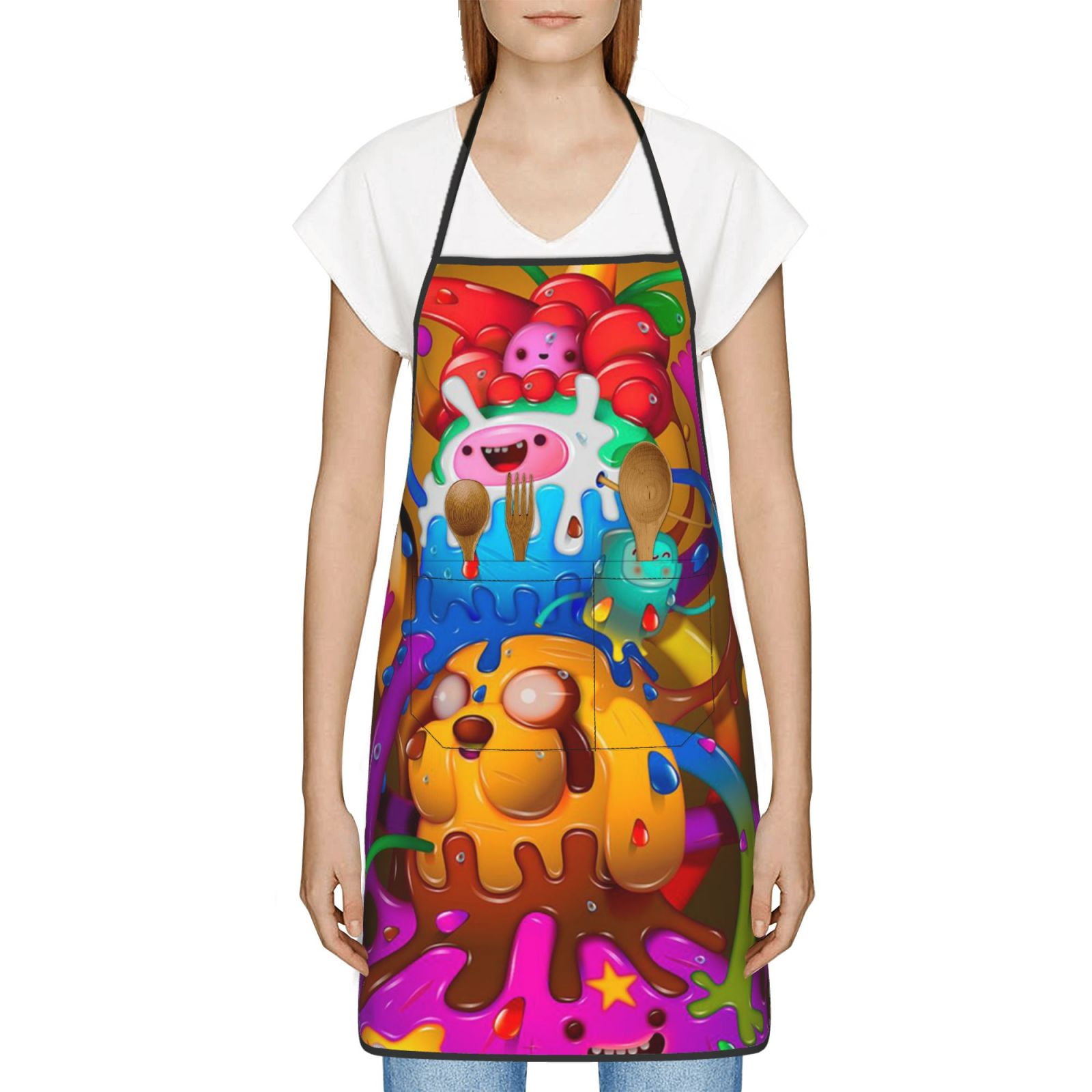 Adventure Time Bib Apron With Pockets, Cooking Kitchen Chef Apron For ...