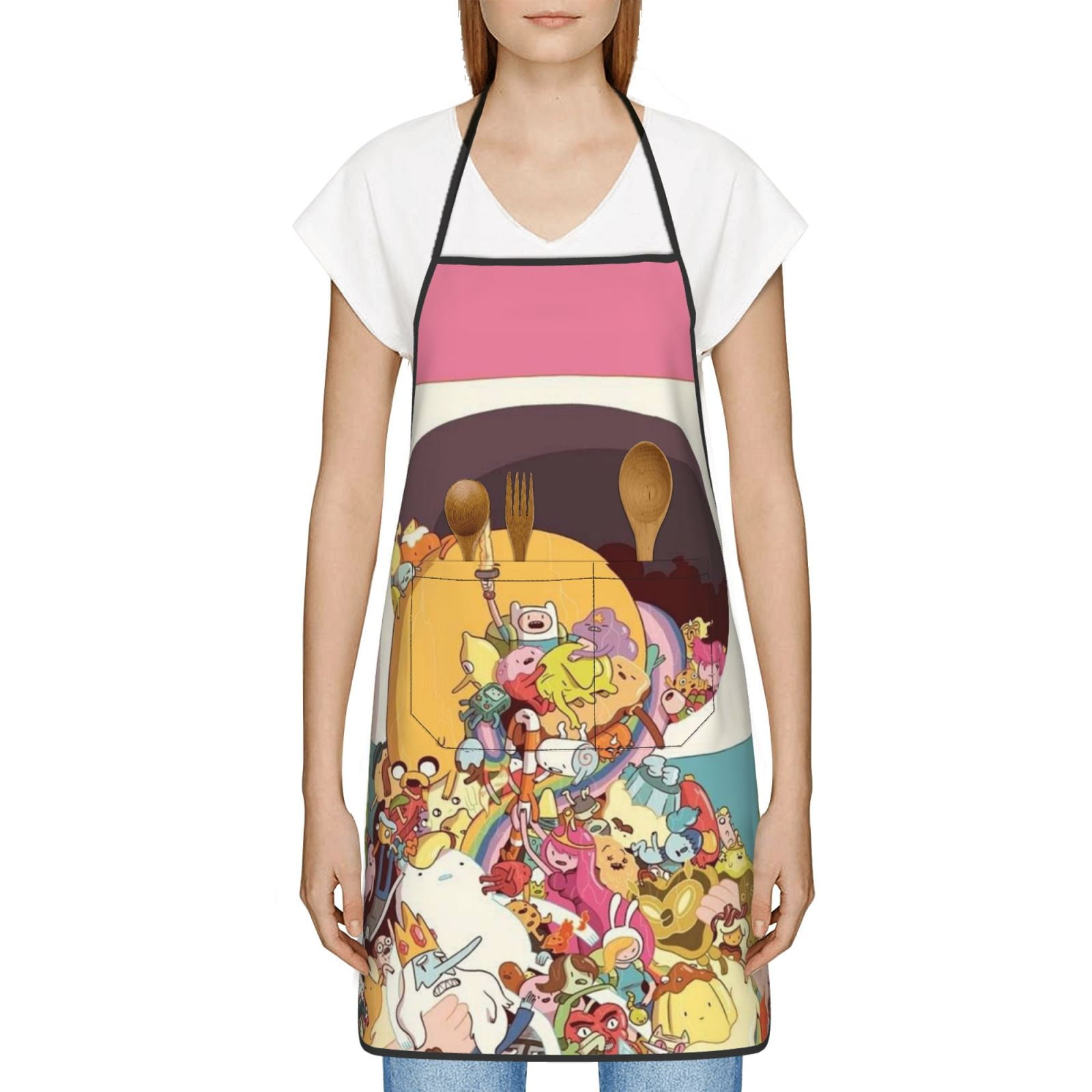 Adventure Time Bib Apron With Pockets, Cooking Kitchen Chef Apron For ...