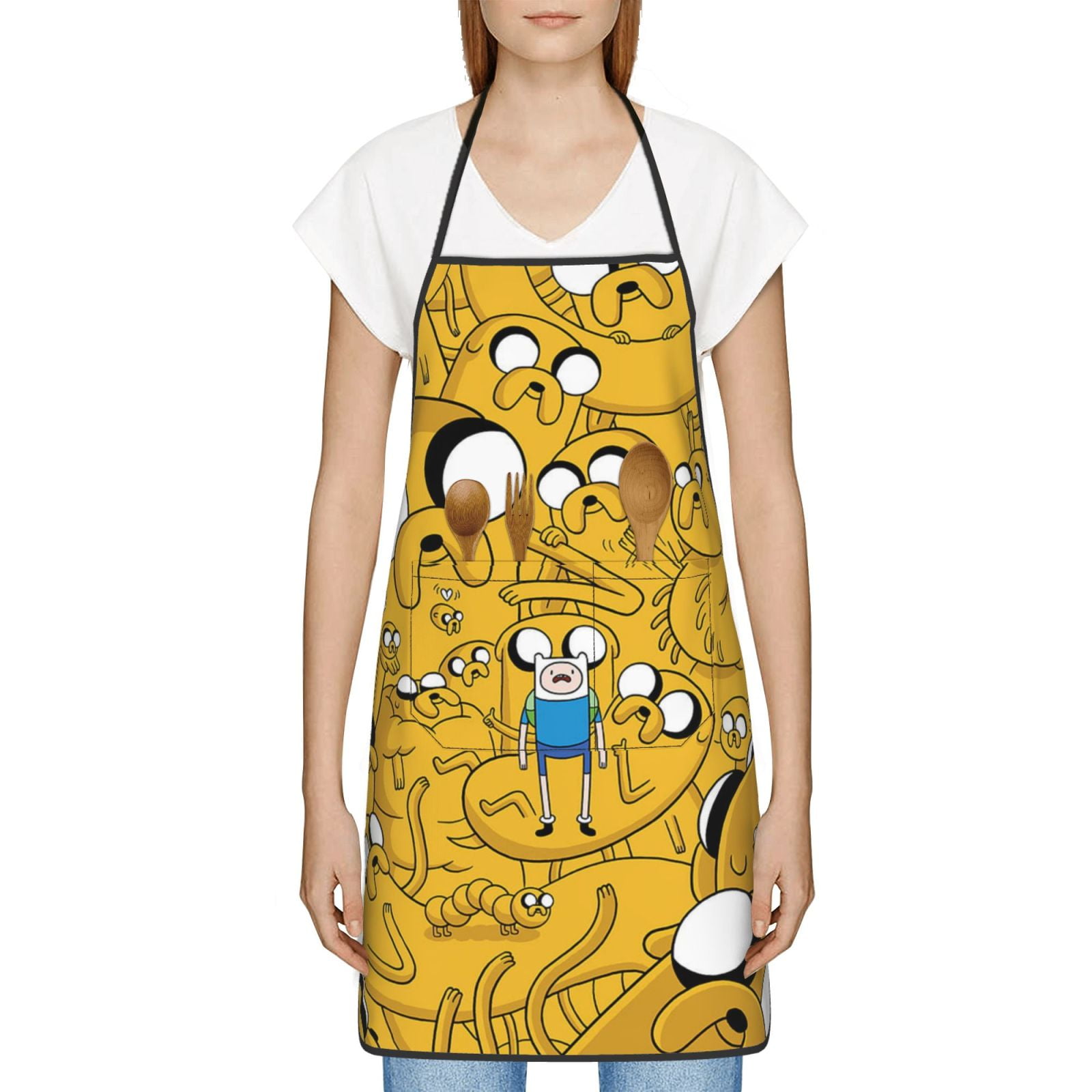 Adventure Time Bib Apron With Pockets, Cooking Kitchen Chef Apron For ...