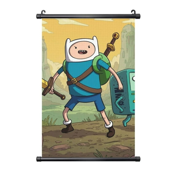 Adventure Time Black Plastic Shaft Hanging Poster Canvas Wall Hanging ...