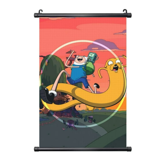 Adventure Time Black Plastic Shaft Hanging Poster Canvas Wall Hanging ...