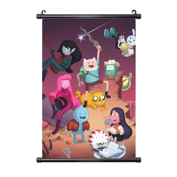 Adventure Time Black Plastic Shaft Hanging Poster Canvas Wall Hanging ...