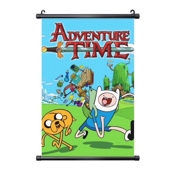 Adventure Time Black Plastic Shaft Hanging Poster Canvas Wall Hanging ...