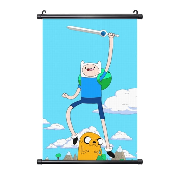 Adventure Time Black Plastic Shaft Hanging Poster Canvas Wall Hanging ...