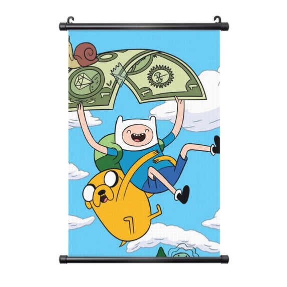 Adventure Time Black Plastic Shaft Hanging Poster Canvas Wall Hanging ...