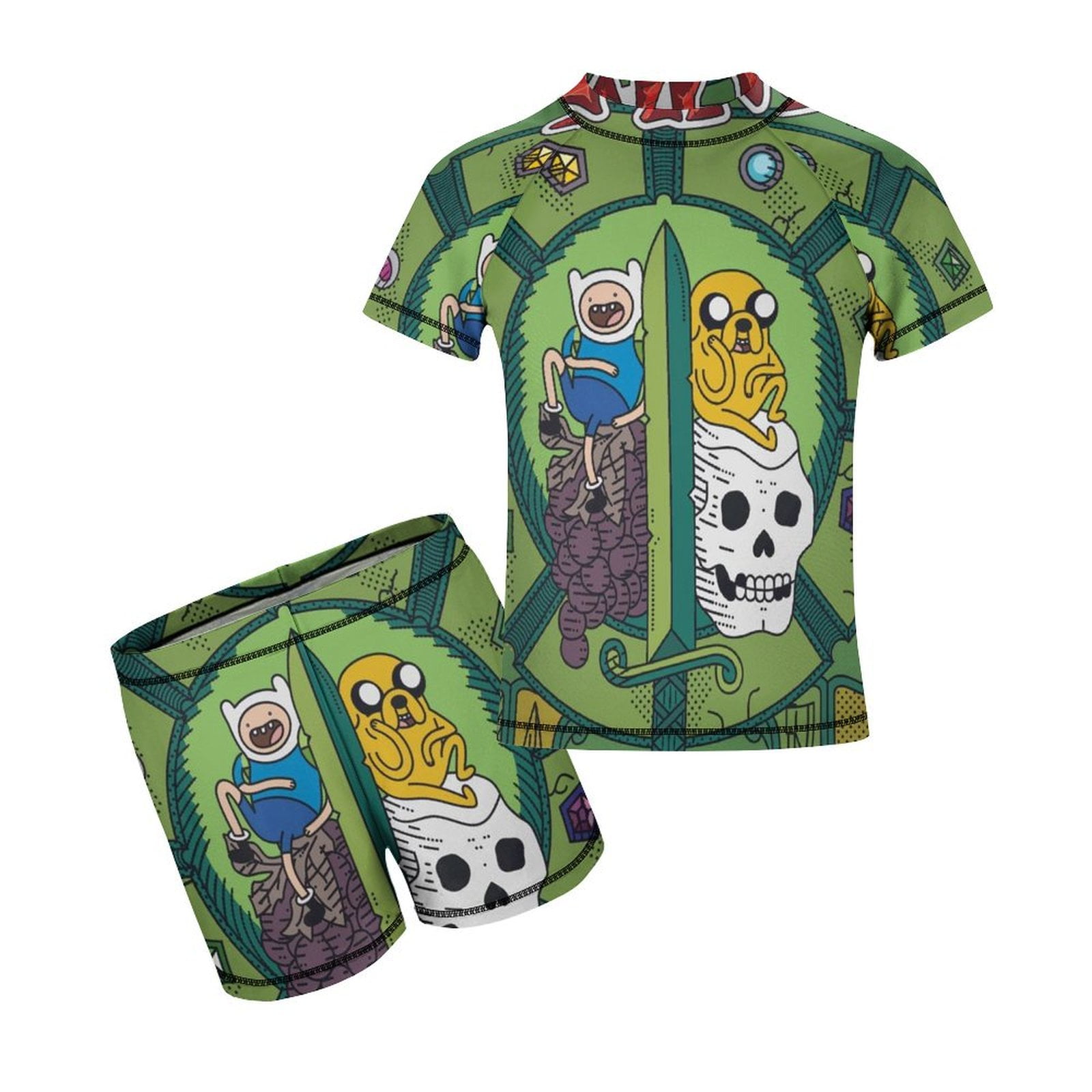 Adventure Time Boys 2-Piece Swimsuit Set Bathing Suit Short Sleeve ...