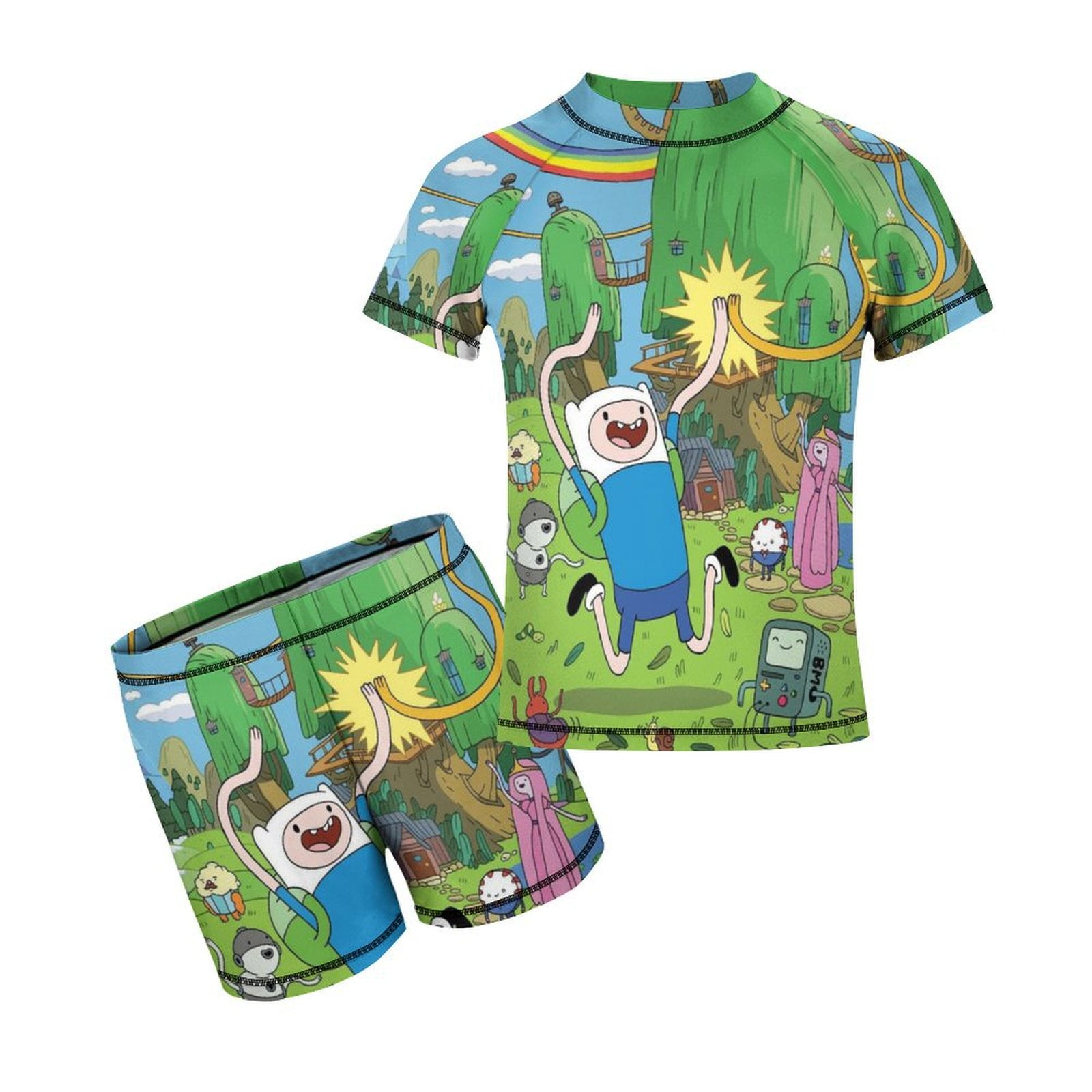 Adventure Time Boys 2-Piece Swimsuit Set Bathing Suit Short Sleeve ...